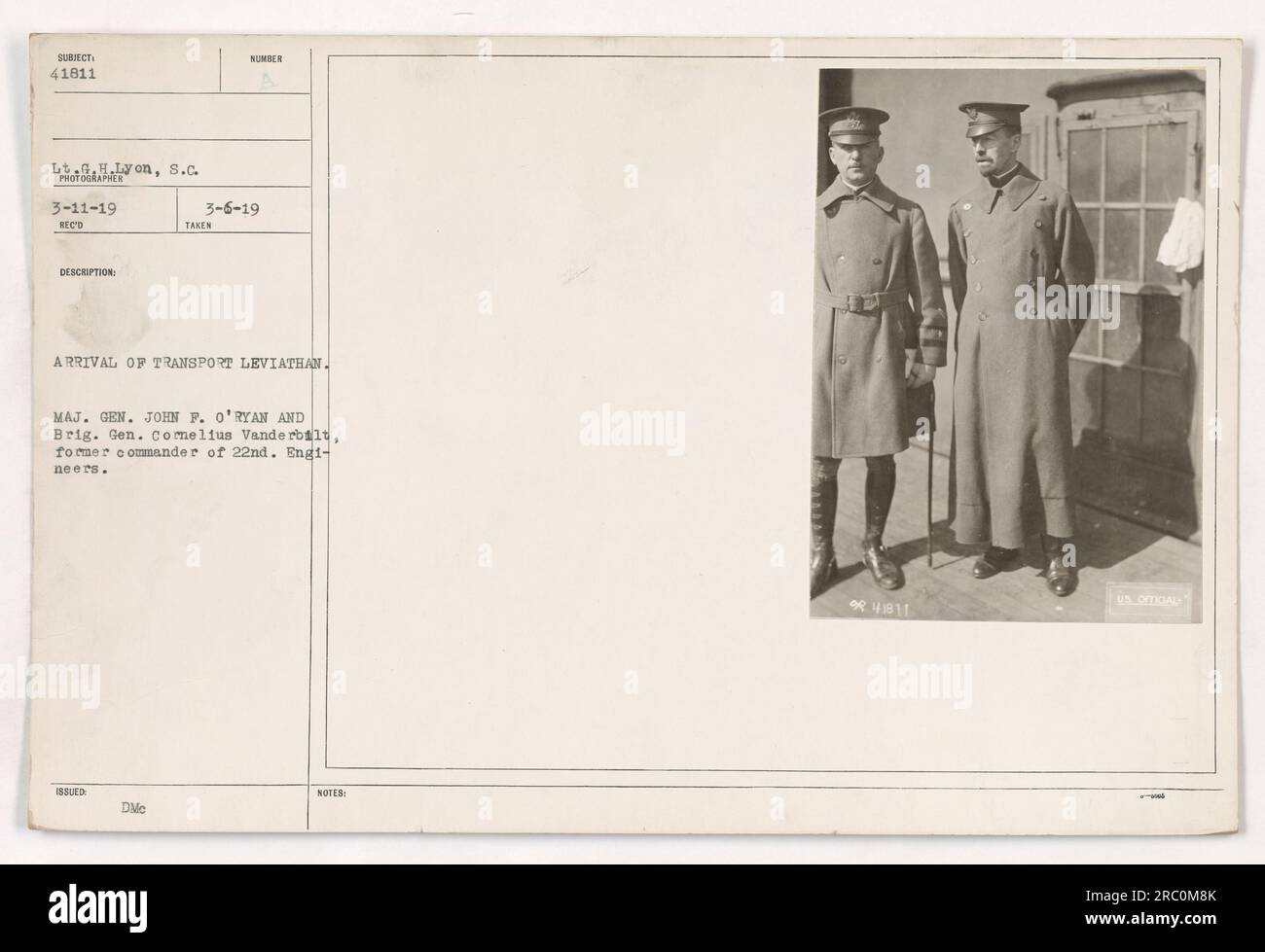 Lt. G.H. Lyon took this photograph on March 11, 1919. The image shows ...