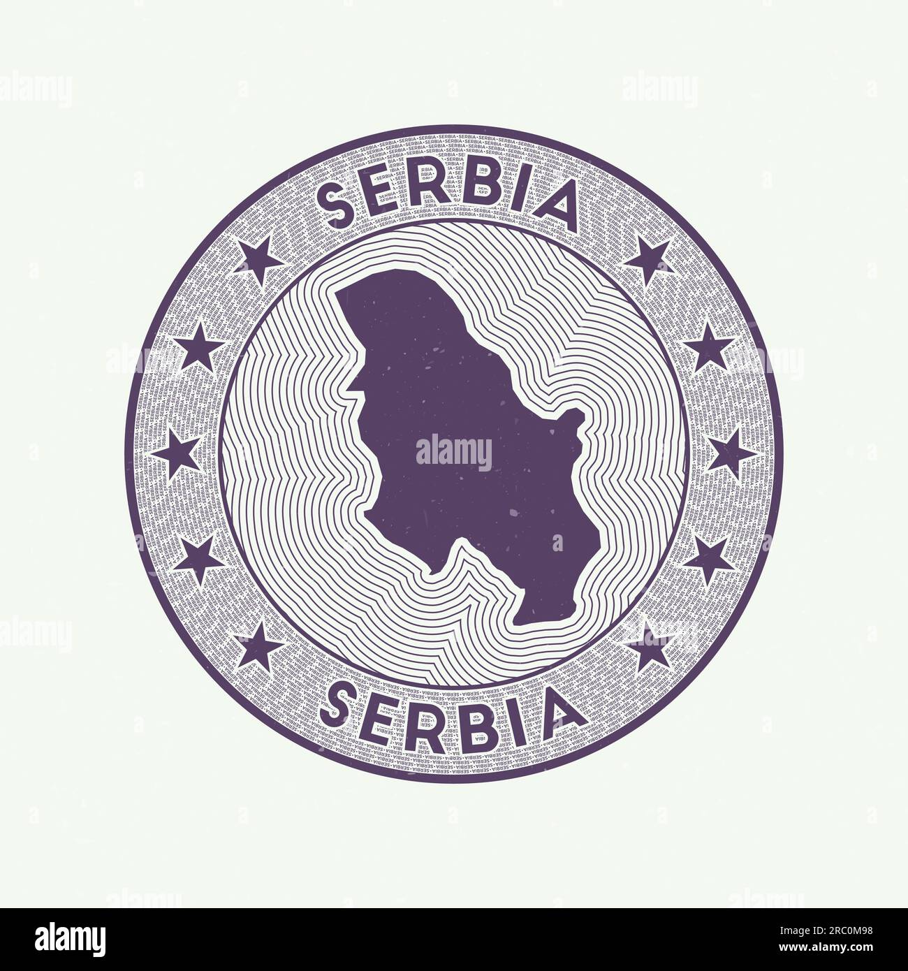Serbia round badge vector. Country round stamp with shape of Serbia ...