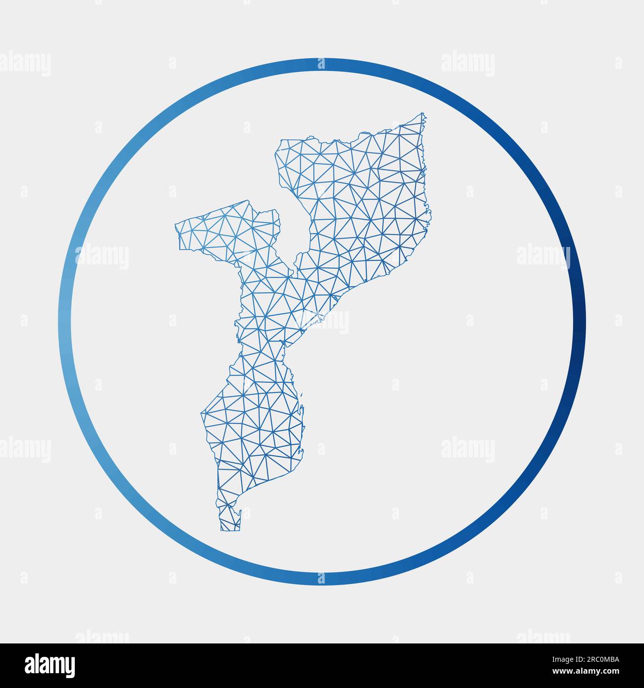 Mozambique icon. Network map of the country. Round Mozambique sign with ...