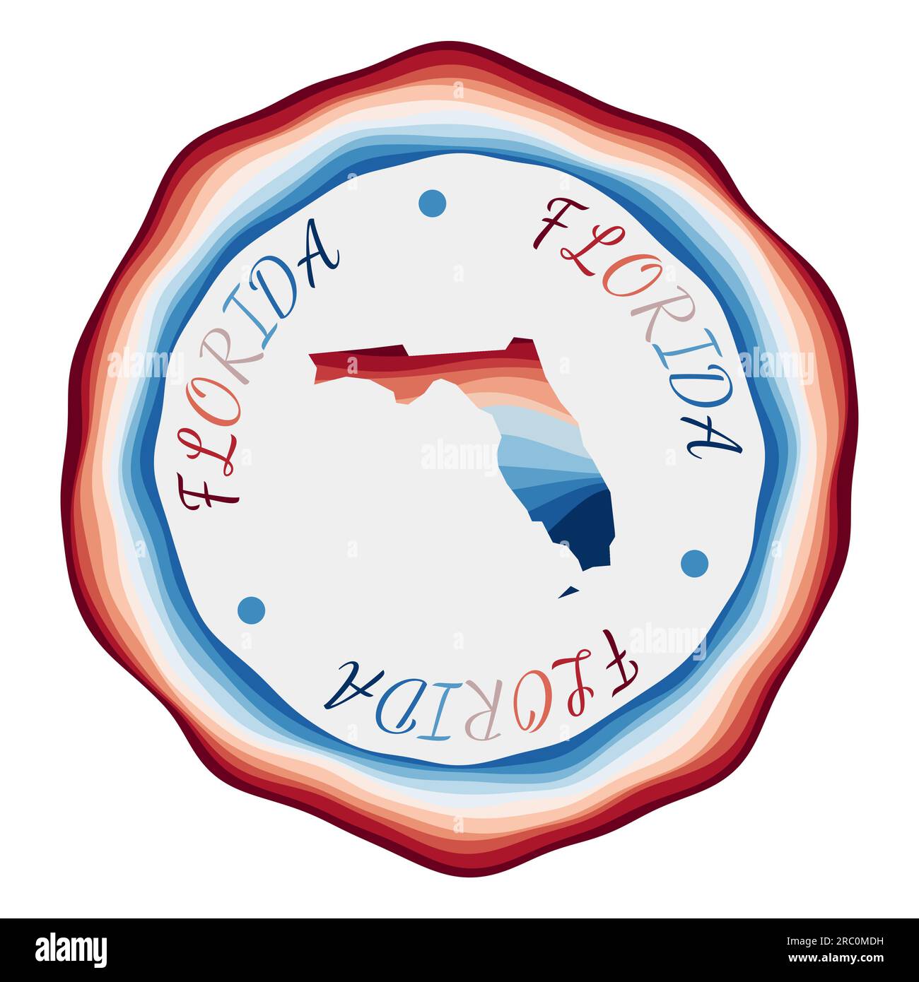 Florida badge. Map of the US state with beautiful geometric waves and ...