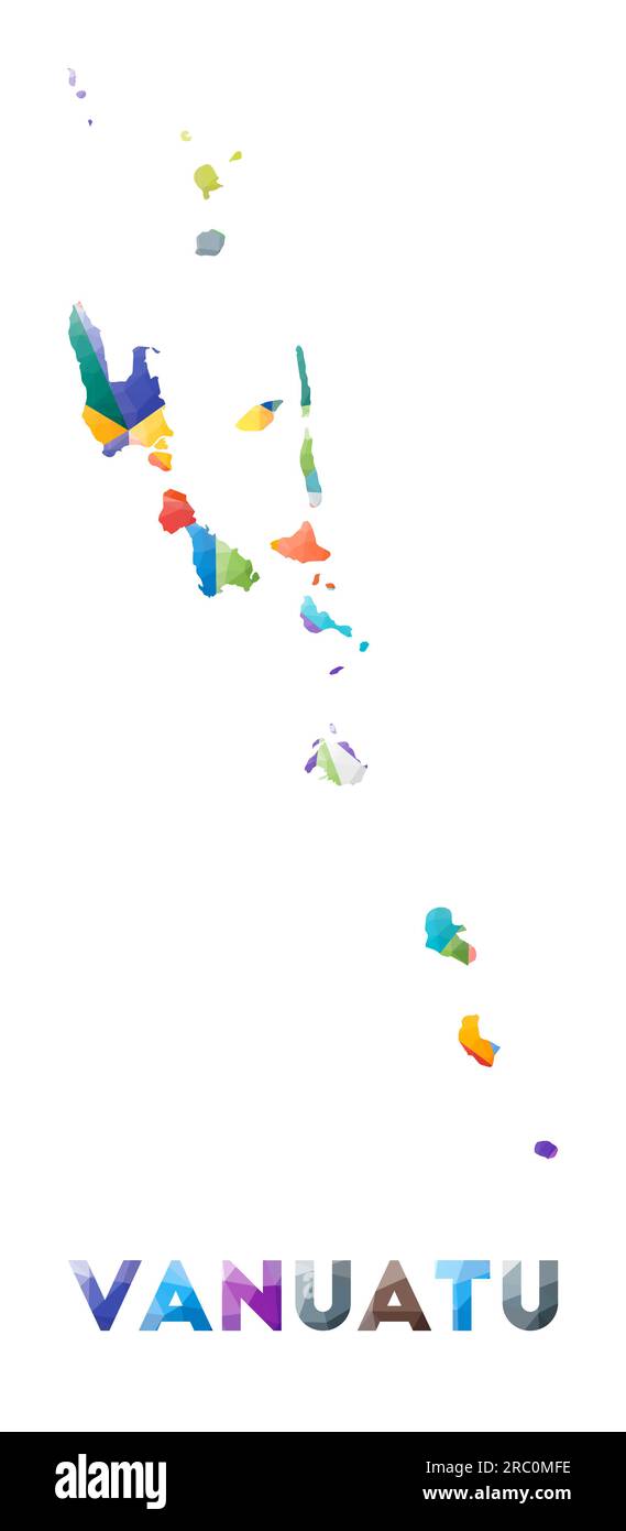 Vanuatu - colorful low poly country shape. Multicolor geometric ...