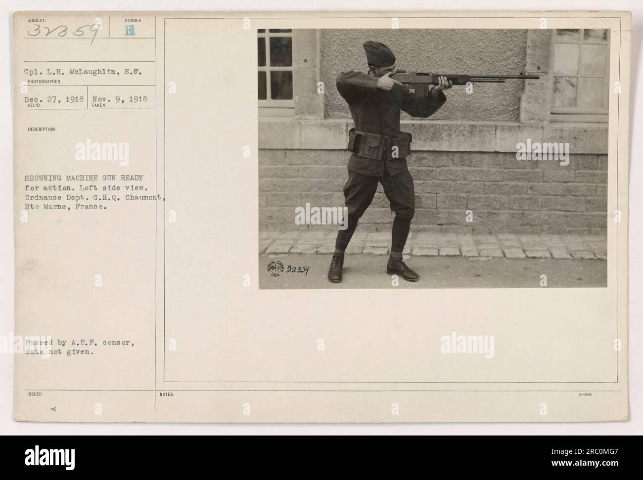 A view of Cpl. L.H. McLaughlin from the Signal Corps (SC), serving in ...