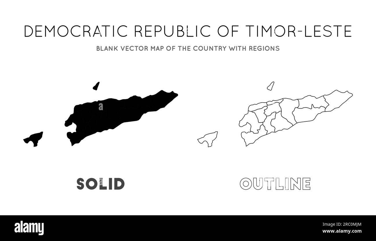 Timor-Leste map. Blank vector map of the country with regions. Borders ...