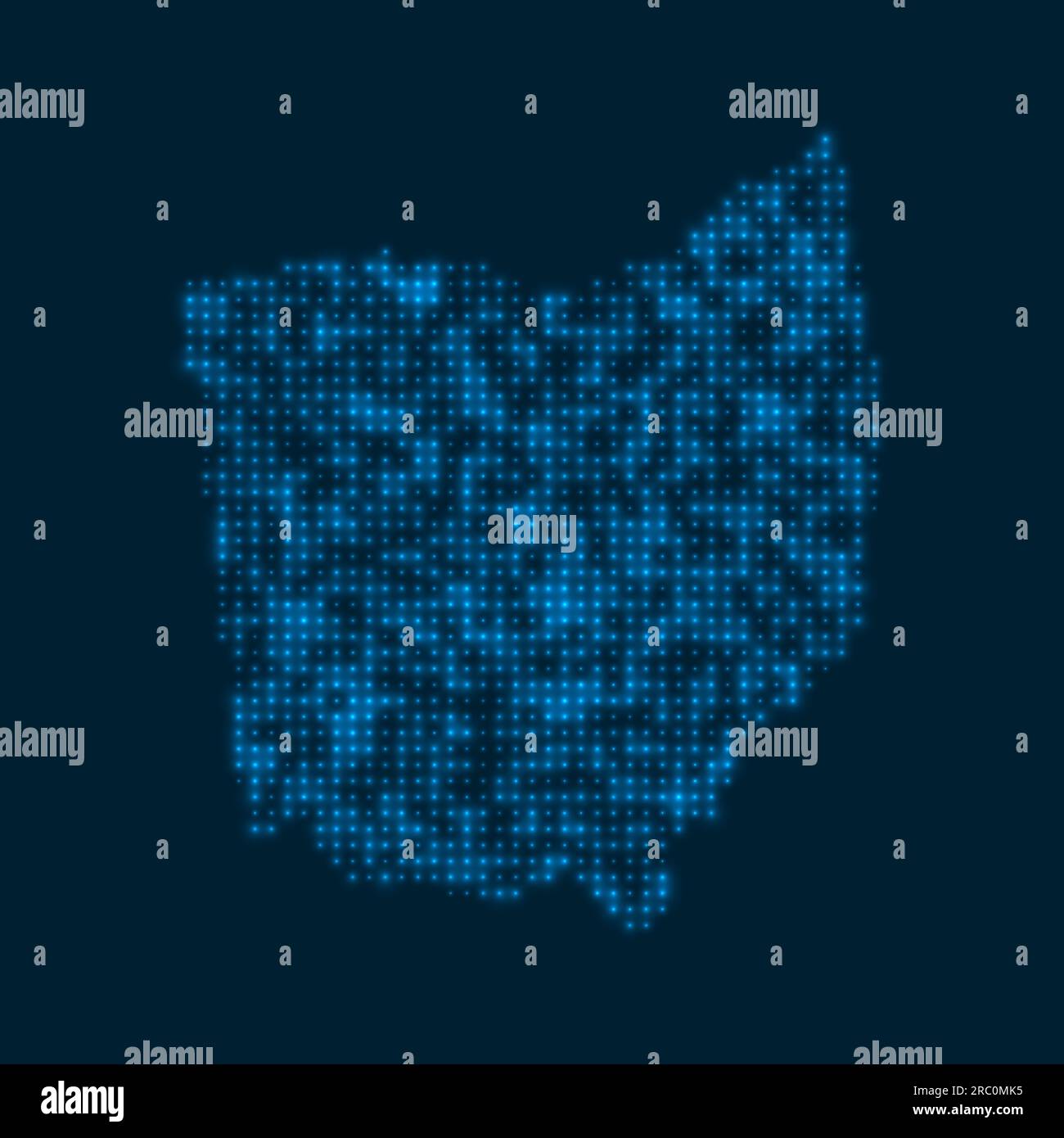 Ohio dotted glowing map. Shape of the US state with blue bright bulbs ...