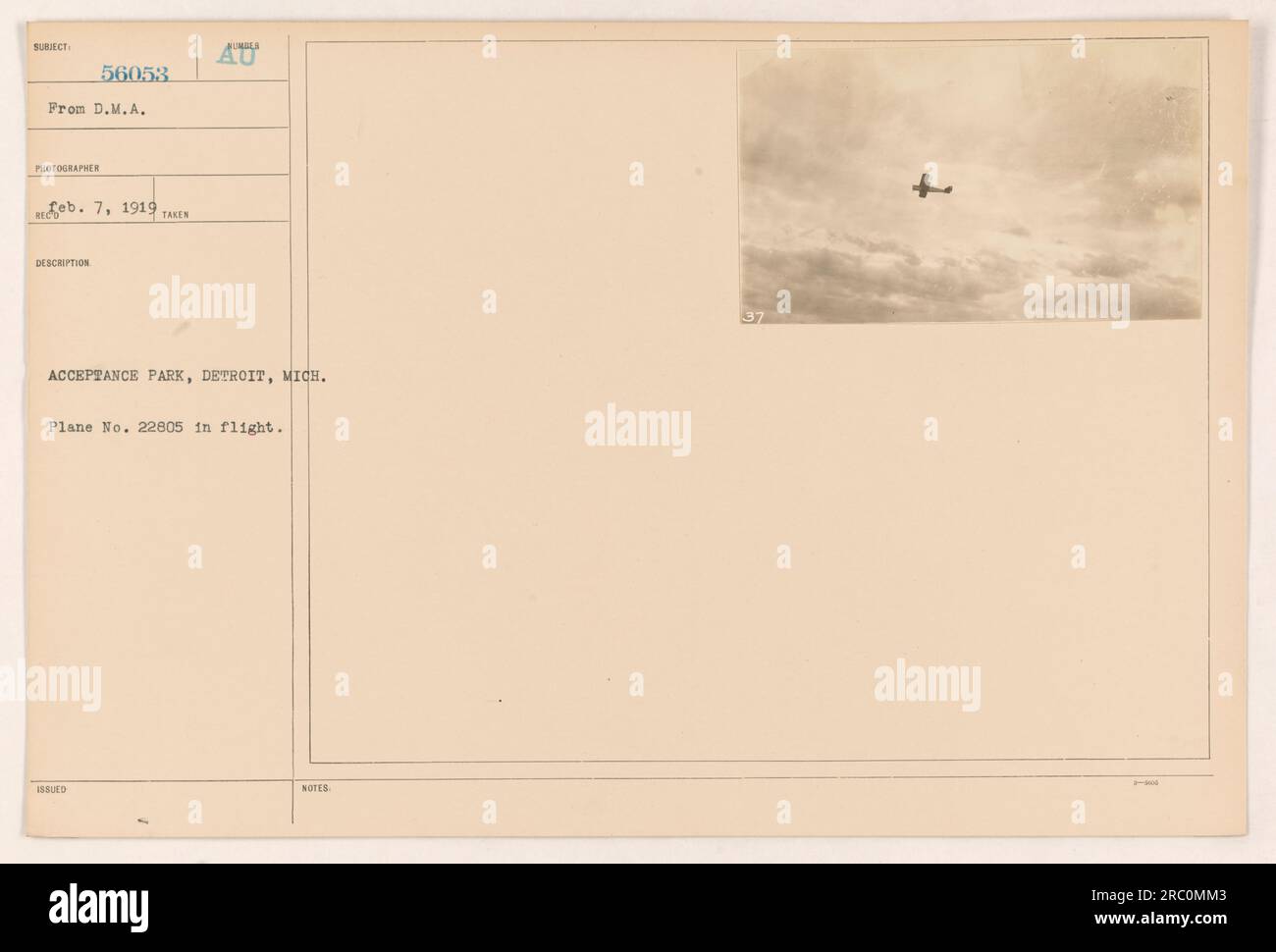 Plane No. 22805 captured in flight at Acceptance Park, Detroit ...