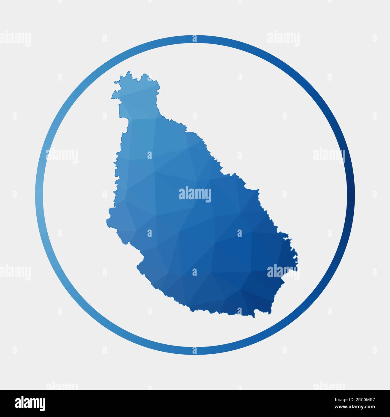 Santiago Island icon. Polygonal map in gradient ring. Round low poly ...