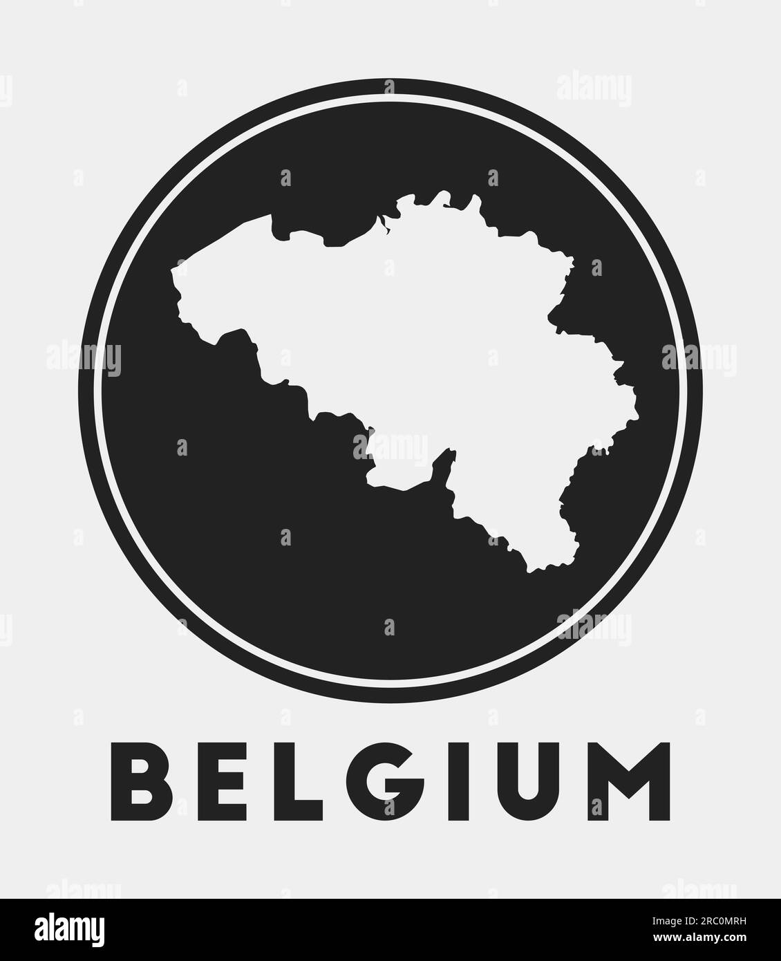 Belgium icon. Round logo with country map and title. Stylish Belgium ...