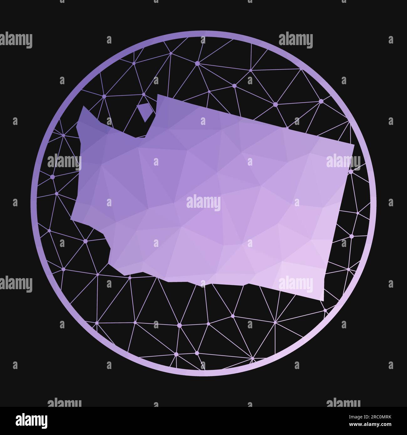 Washington icon. Vector polygonal map of the US state. Washington icon ...