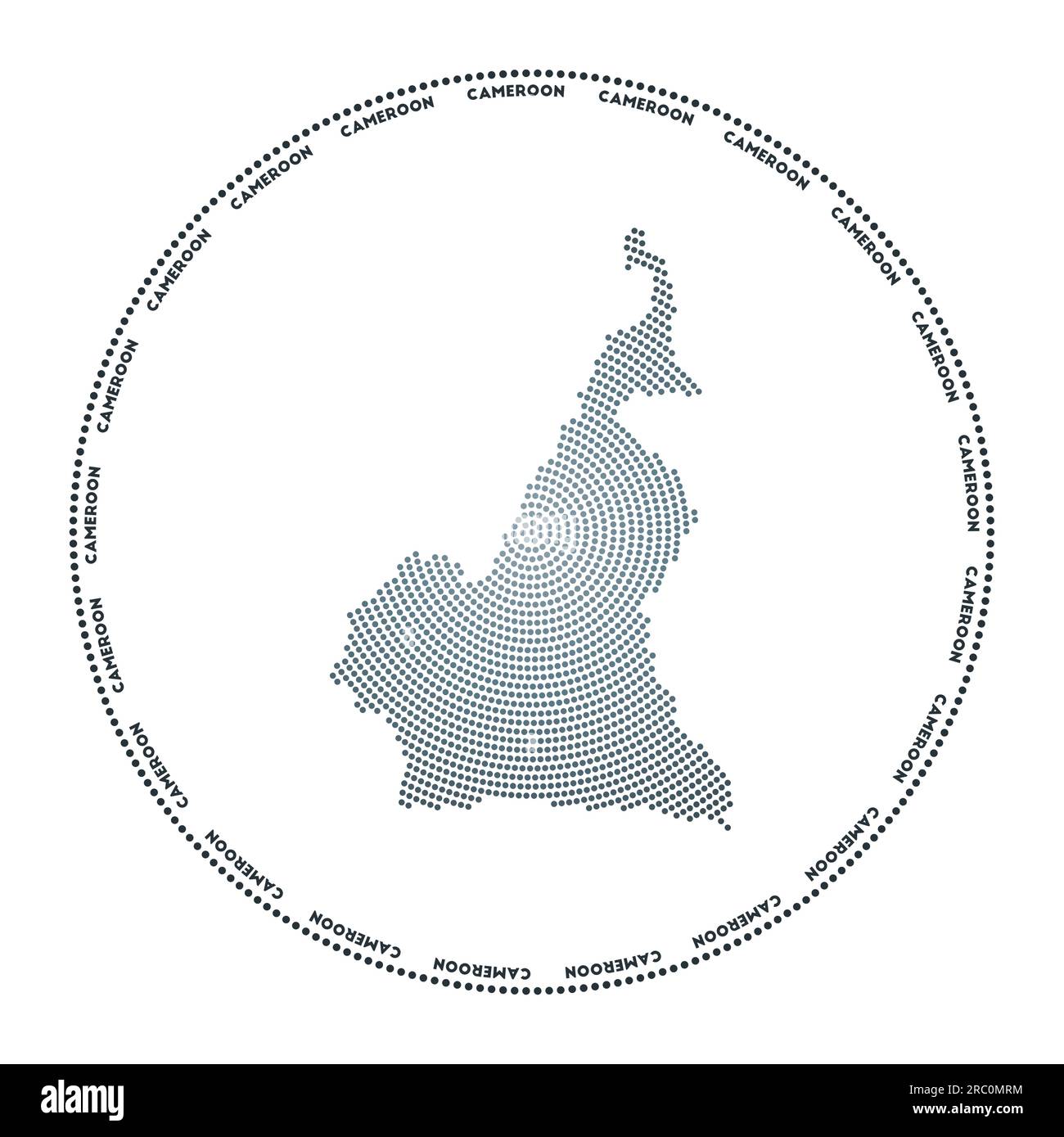 Cameroon round logo. Digital style shape of Cameroon in dotted circle ...