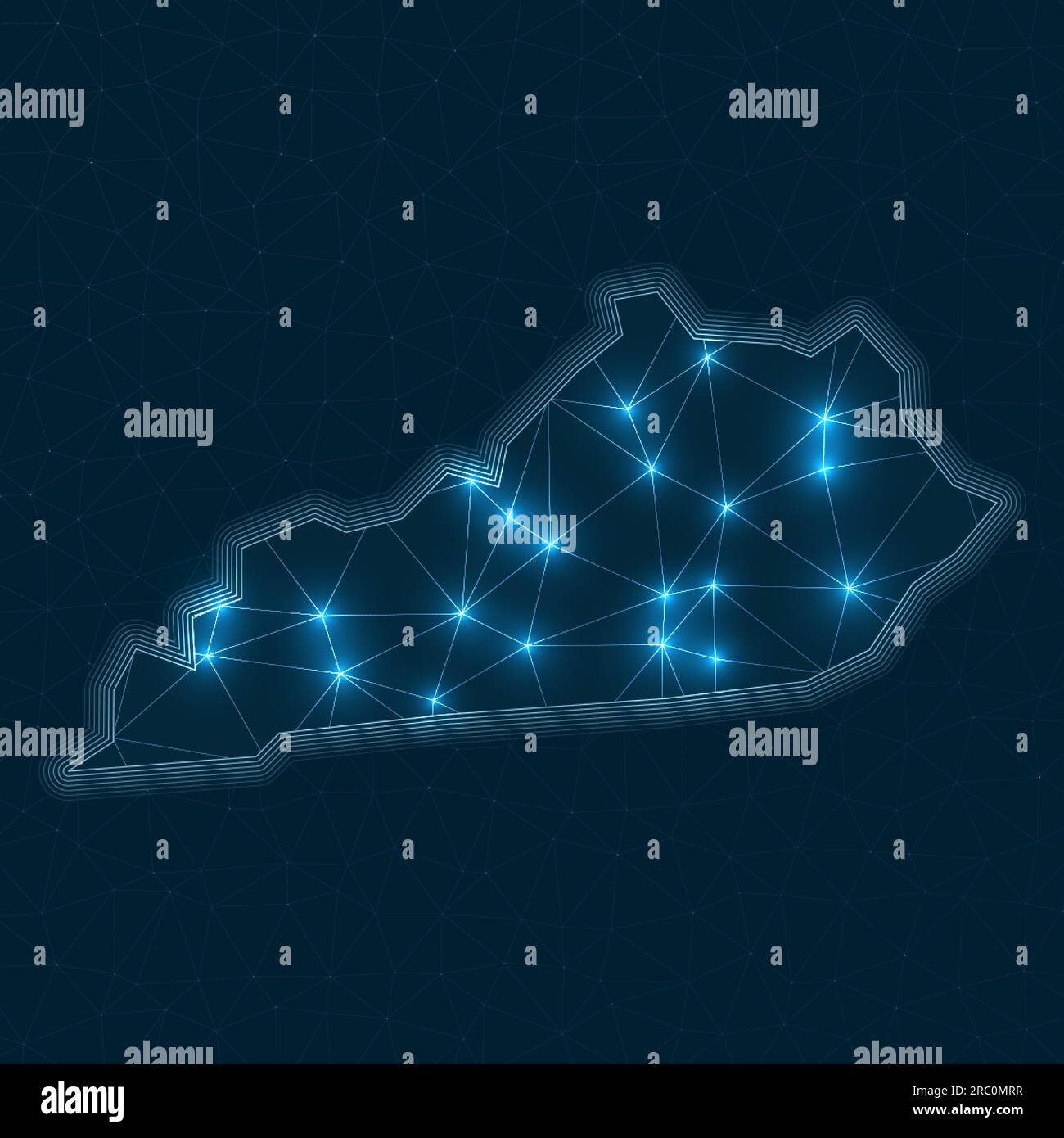 Kentucky network map. Abstract geometric map of the US state. Digital ...