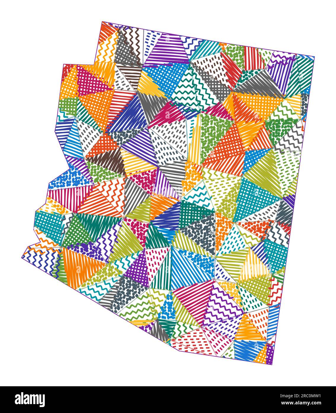 Kid style map of Arizona. Hand drawn polygons in the shape of Arizona ...