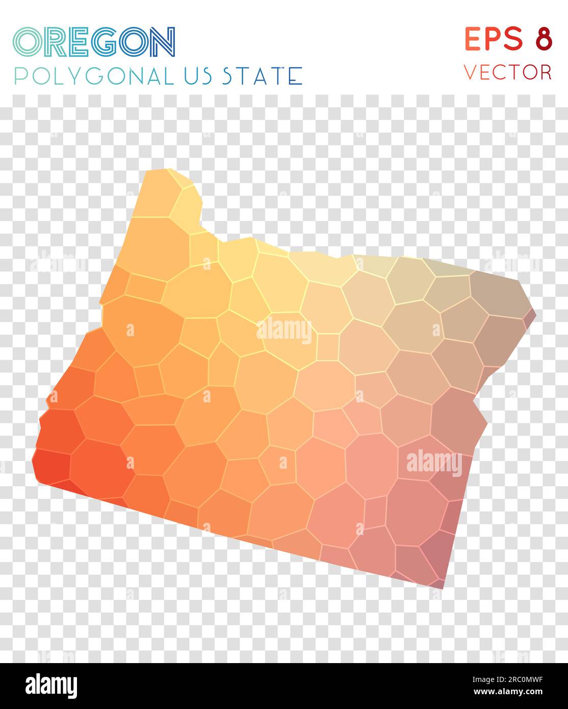 Oregon polygonal map, mosaic style US state. Bewitching low poly style ...