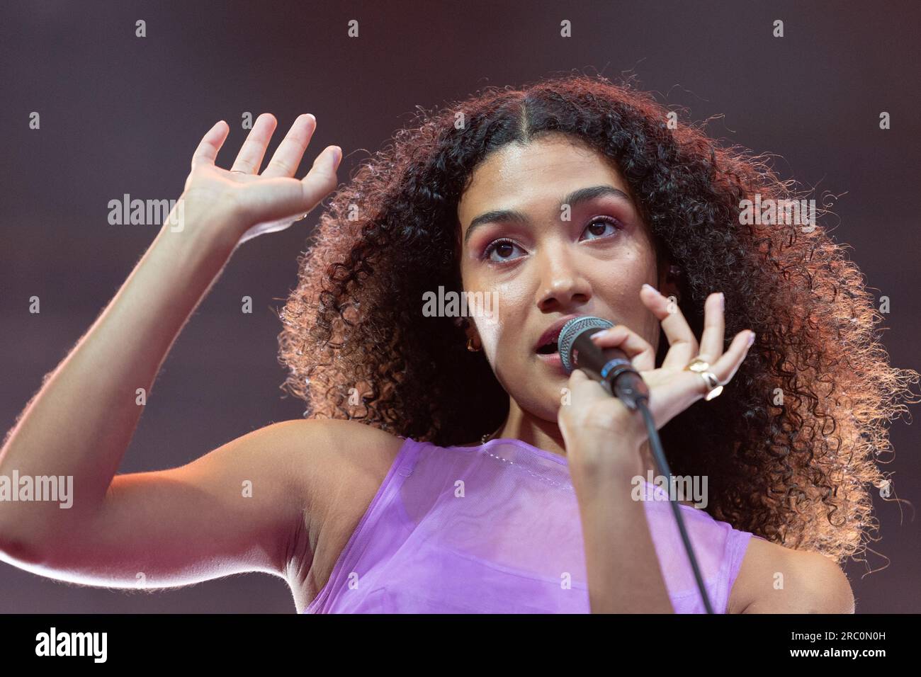 London, UK. July 11, 2023. British singer Olivia Dean performs at ...