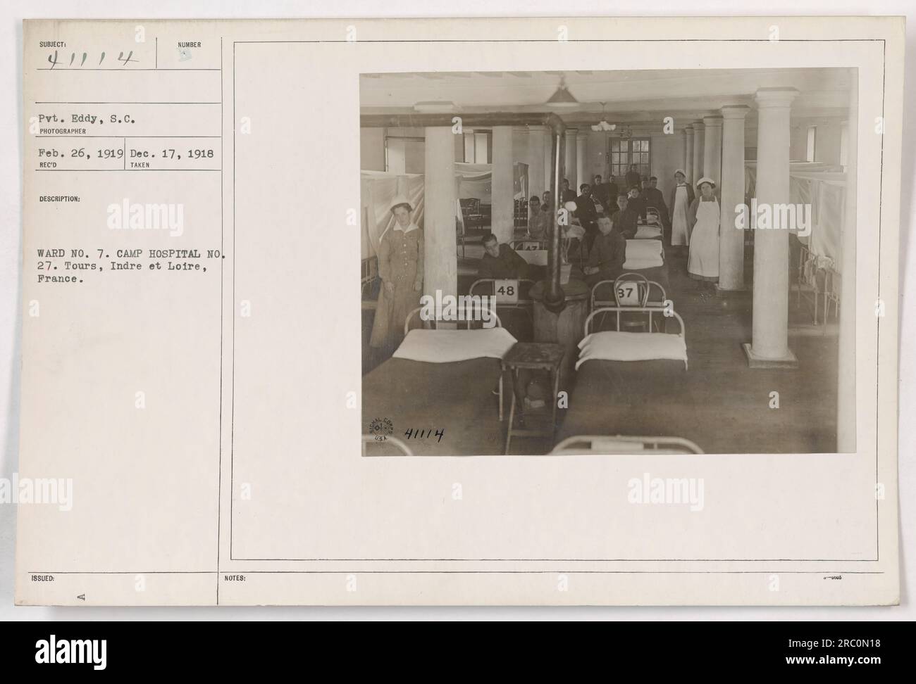 Soldiers at Camp Hospital No. 27 in Tours, France, on February 26, 1919 ...