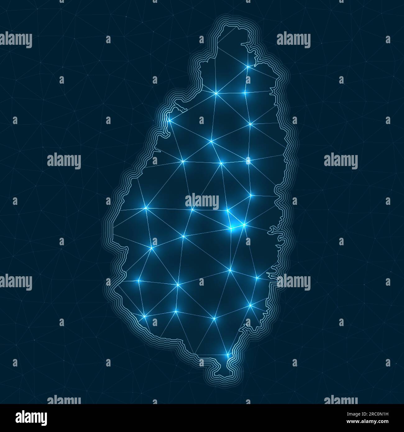 Saint Lucia network map. Abstract geometric map of the island. Digital ...