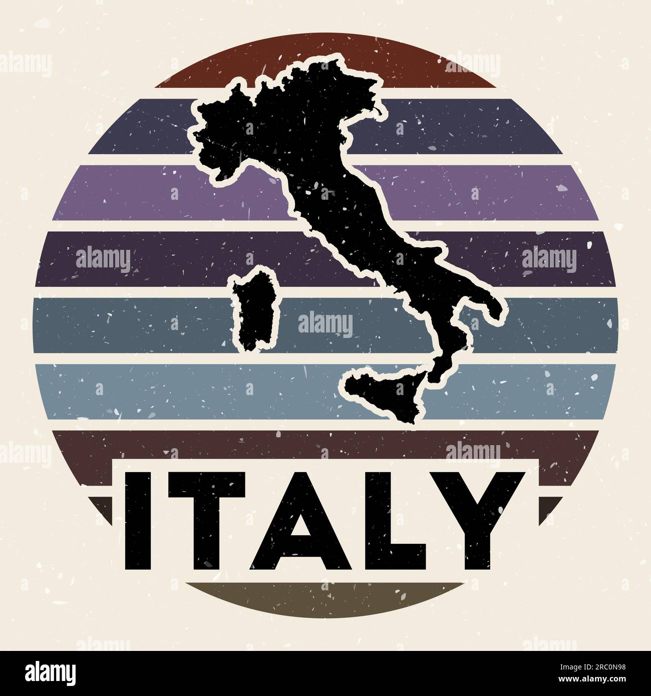 Italy logo. Sign with the map of the country and colored stripes ...