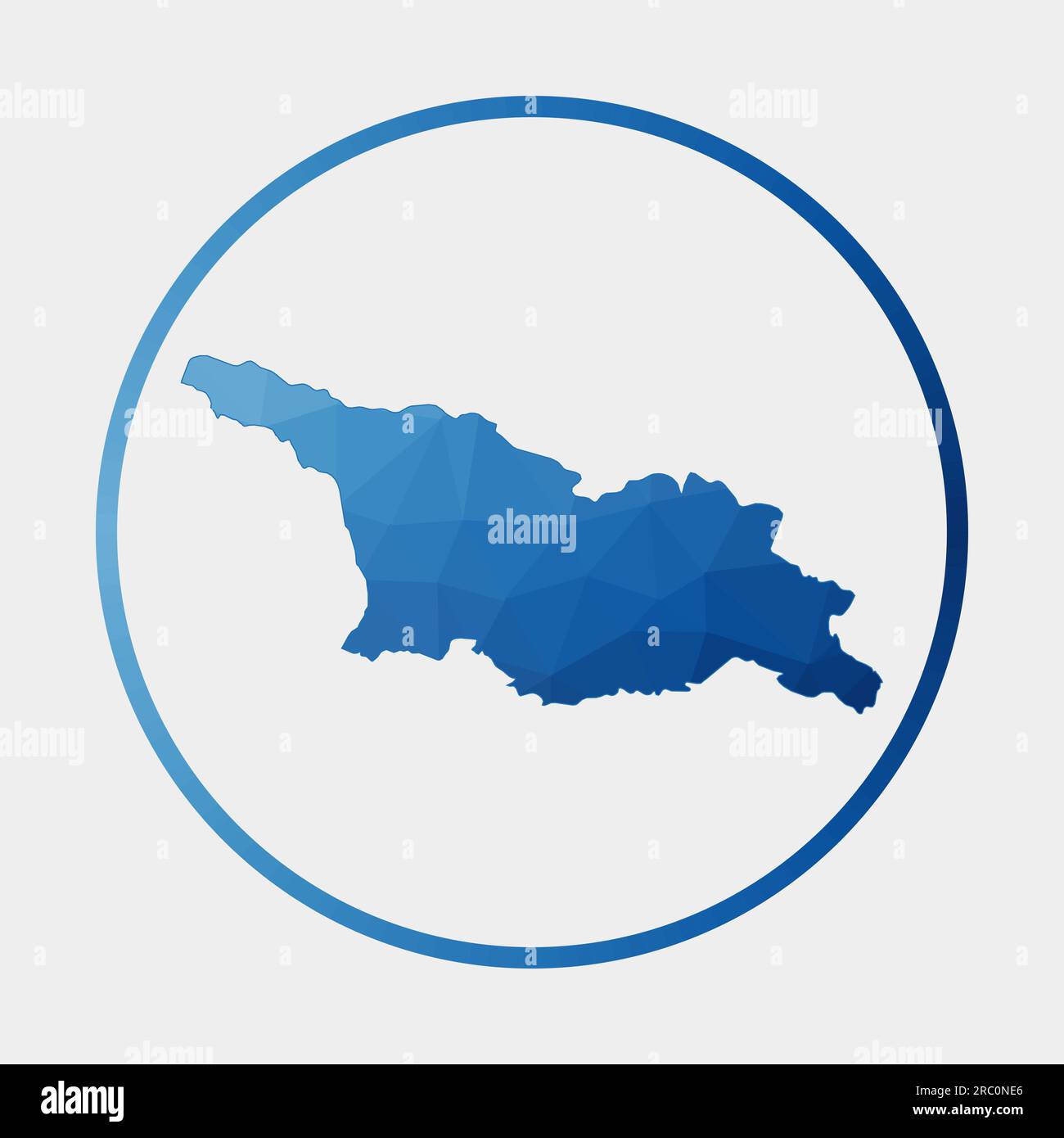Georgia icon. Polygonal map of the country in gradient ring. Round low ...
