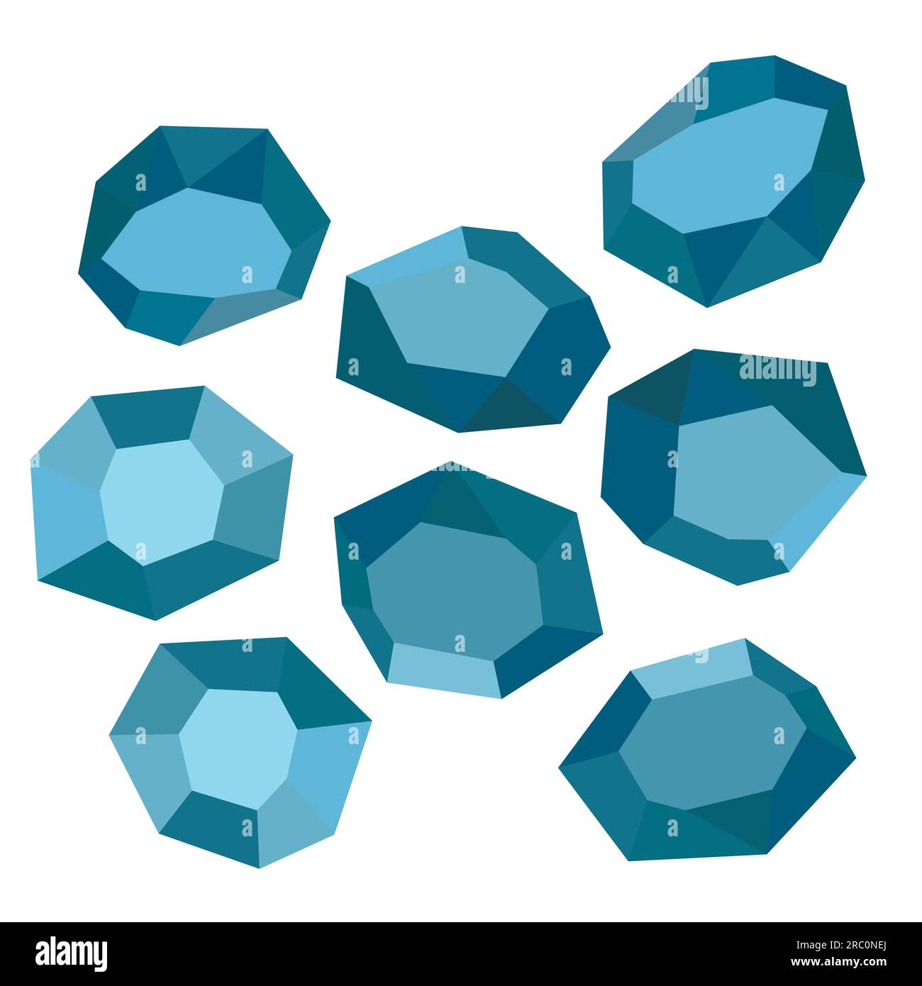 Cartoon stones. Rock stone isometric set. Blue boulders, natural ...