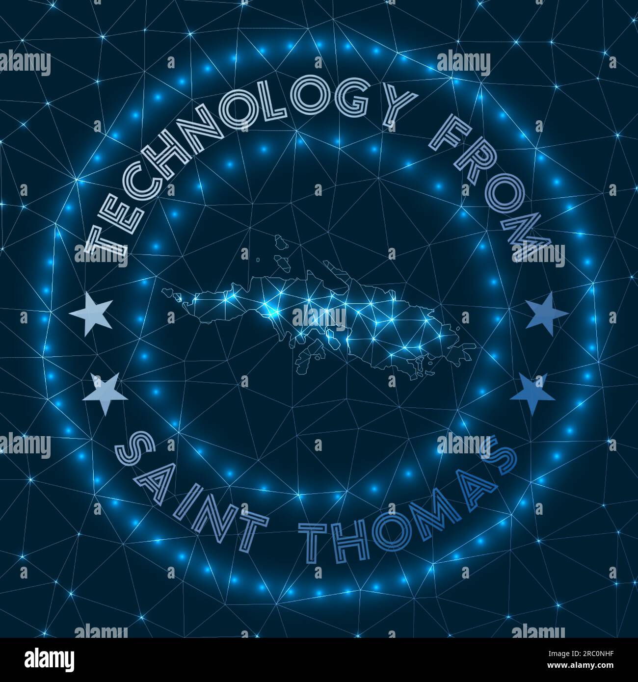 Technology From Saint Thomas. Futuristic geometric badge of the island ...