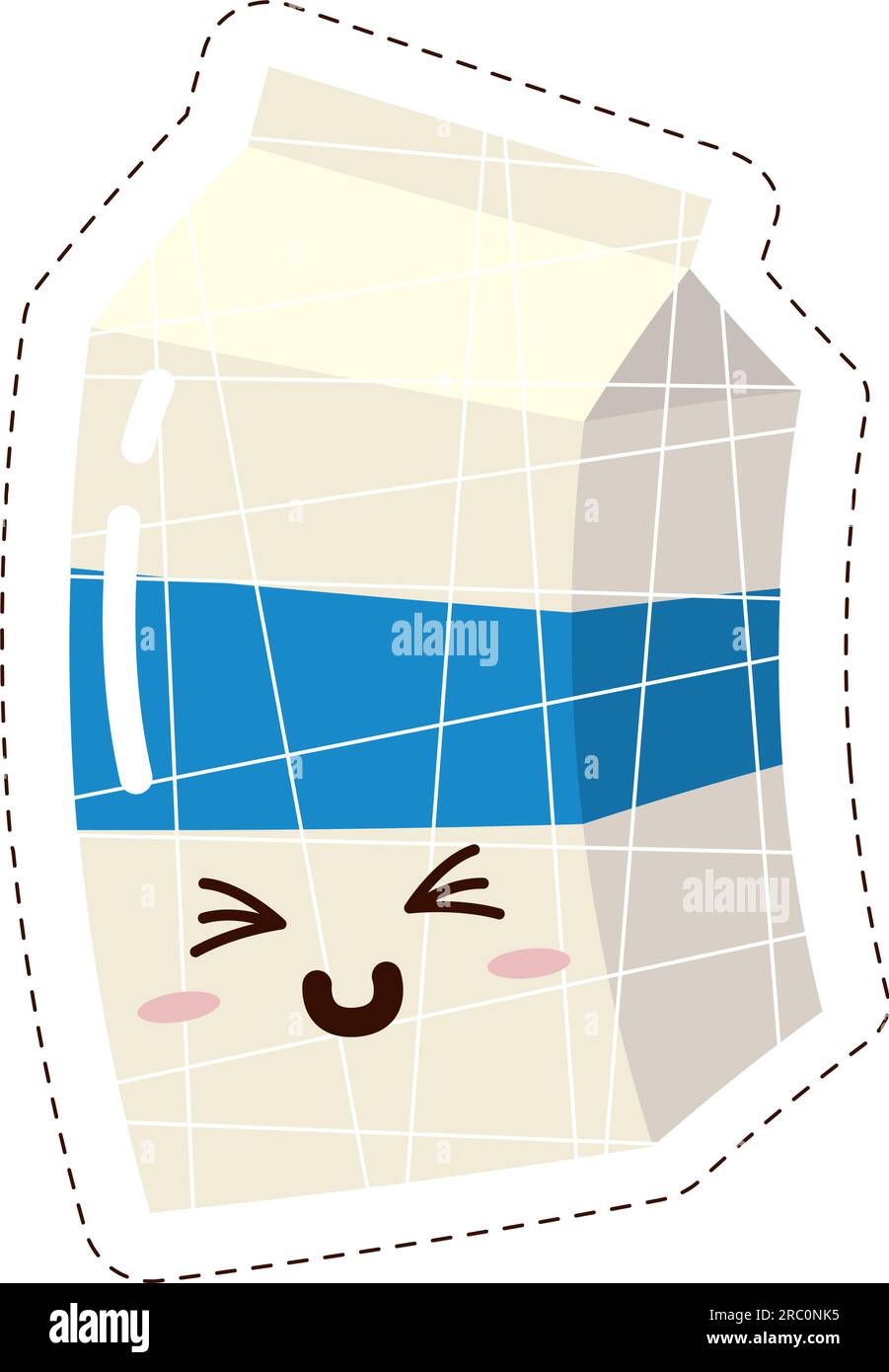 Isolated colored cute happy milk box emoji sticker Vector Stock Vector ...