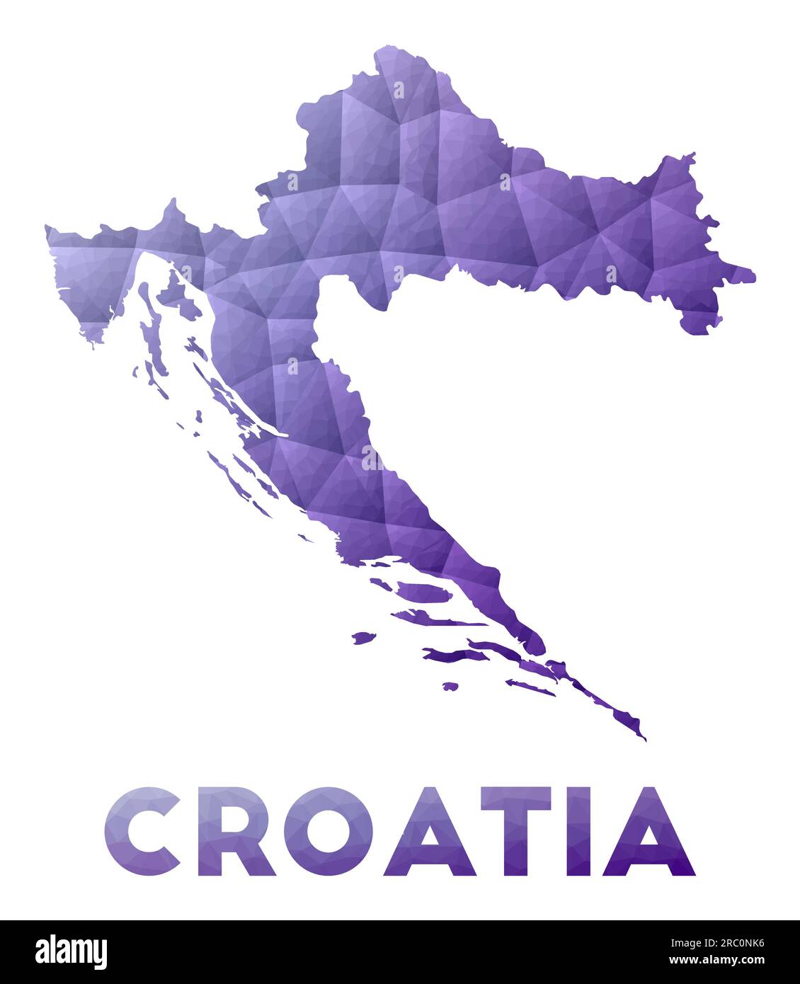 Map of Croatia. Low poly illustration of the country. Purple geometric ...