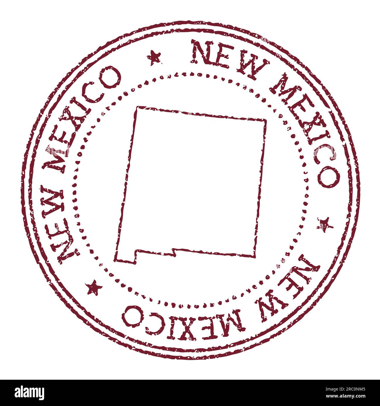 New Mexico round rubber stamp with US state map. Vintage red passport ...