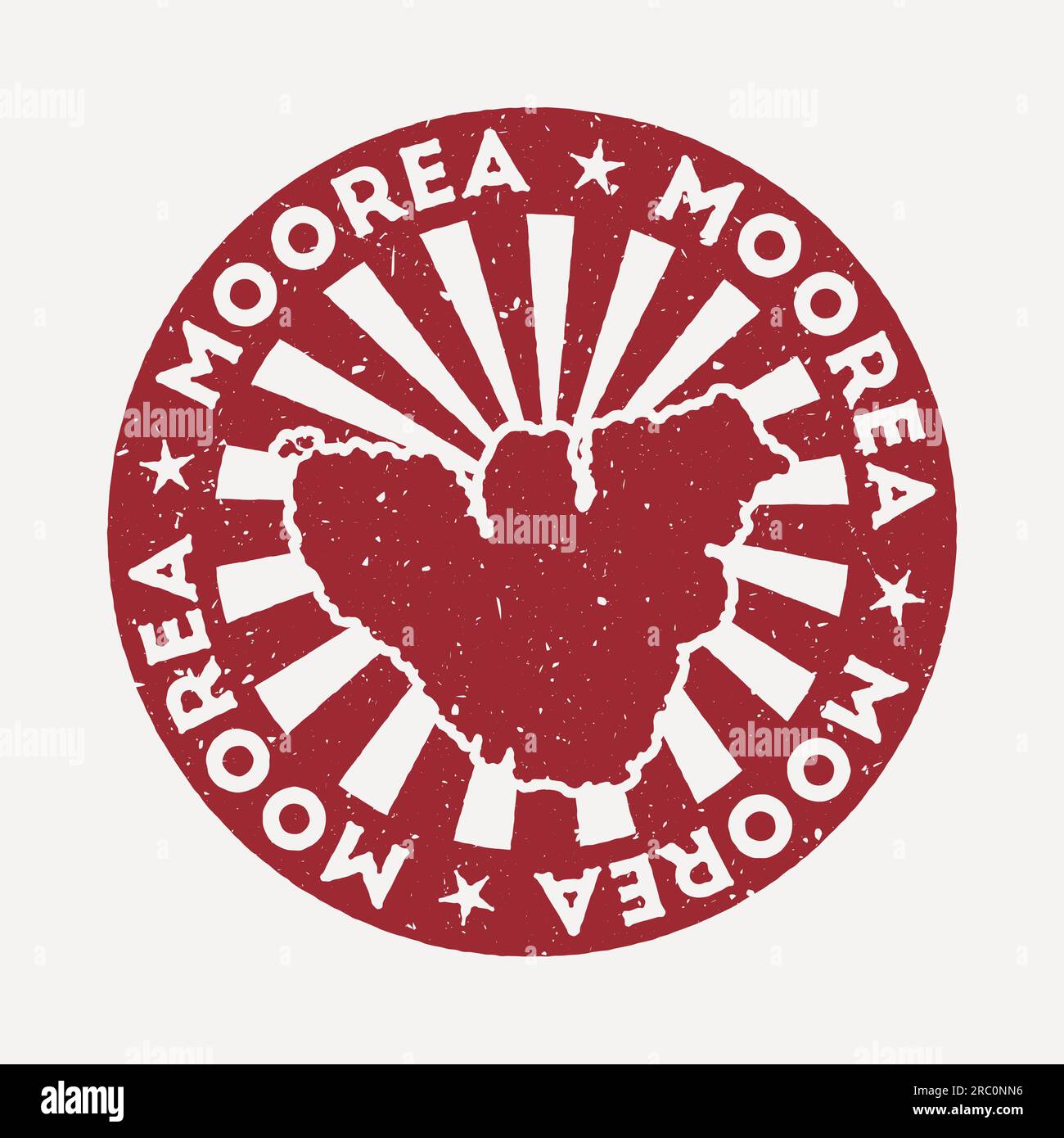 Moorea stamp. Travel red rubber stamp with the map of the island ...