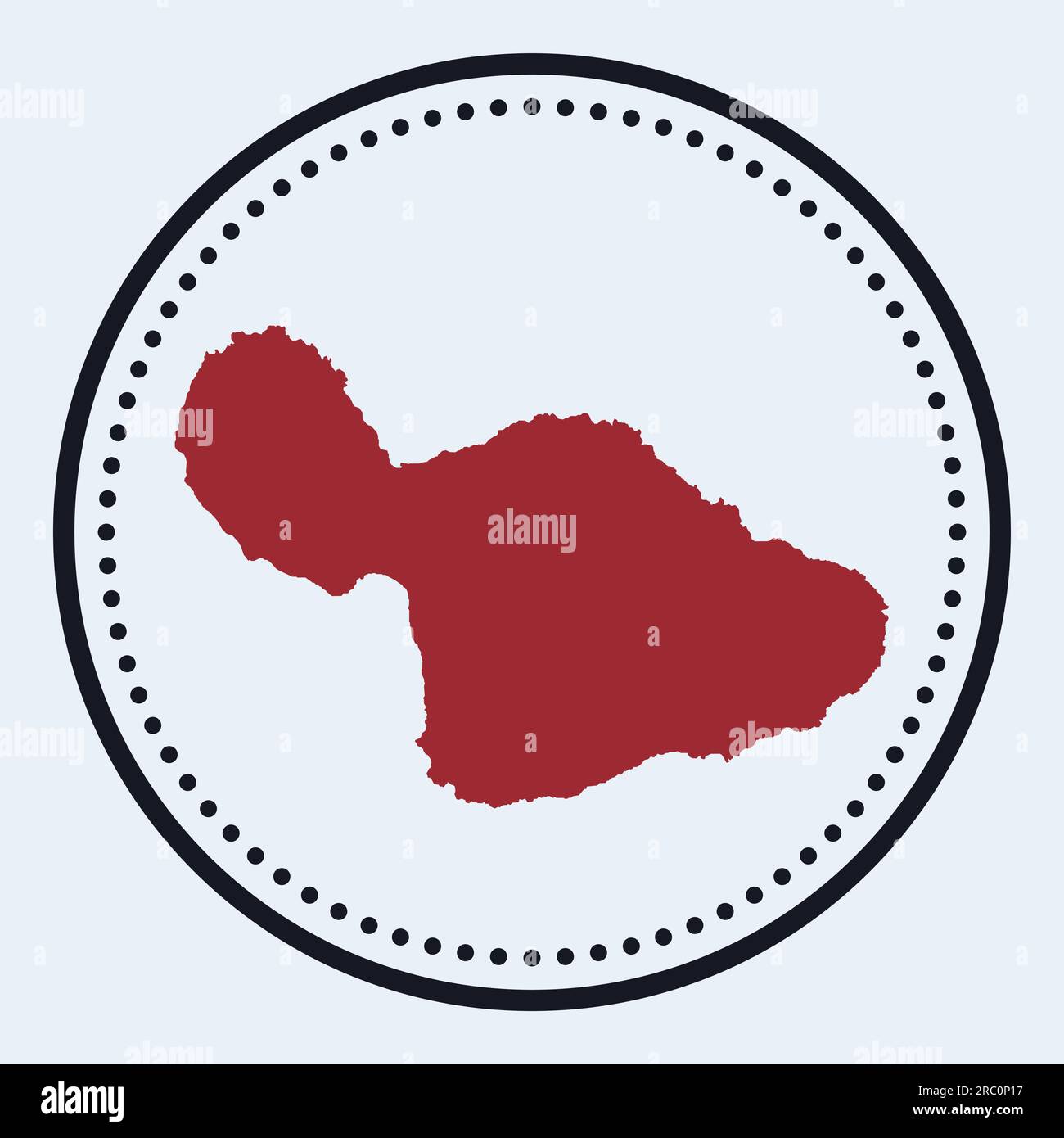 Maui round stamp. Round logo with island map and title. Stylish minimal ...