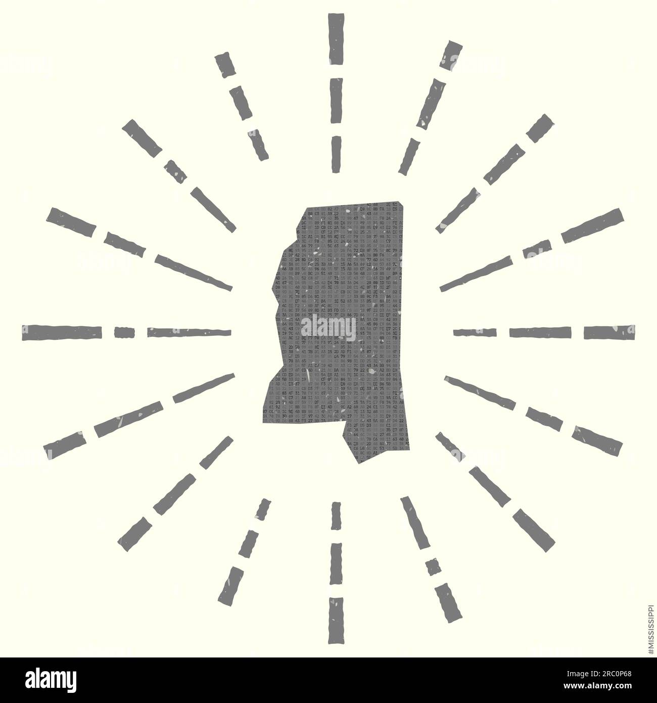 Mississippi Logo. Grunge sunburst poster with map of the US state ...