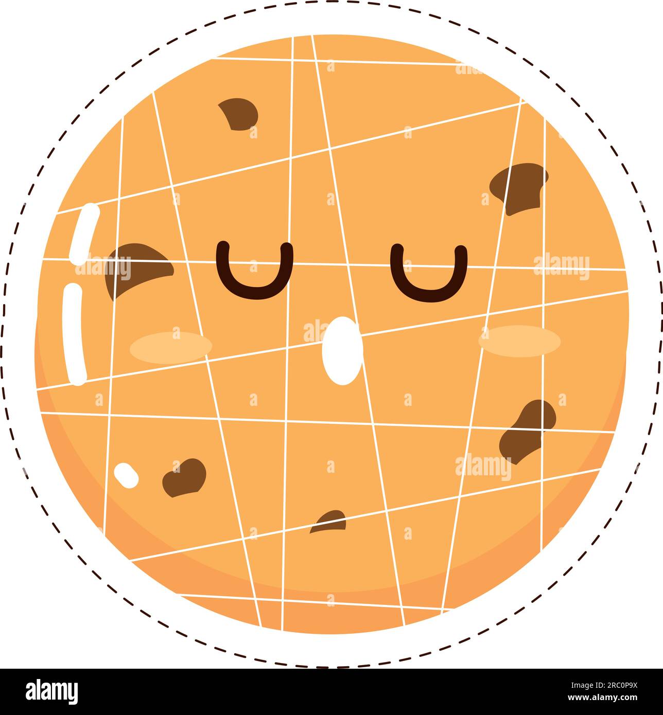 Isolated colored cute happy chocolate chip cookie emoji sticker Vector ...
