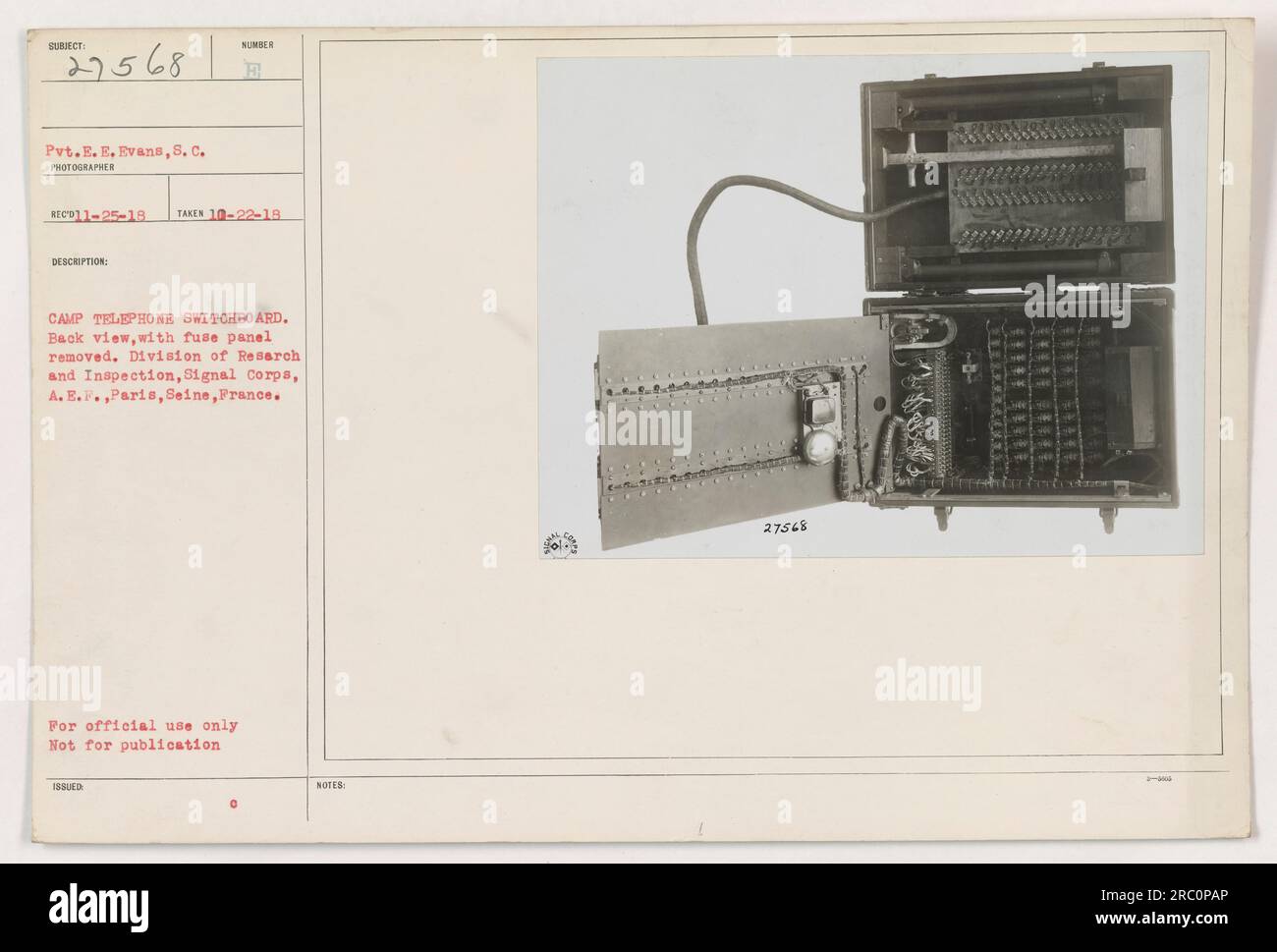 Camp Telephone Switchboard at the Division of Research and Inspection ...