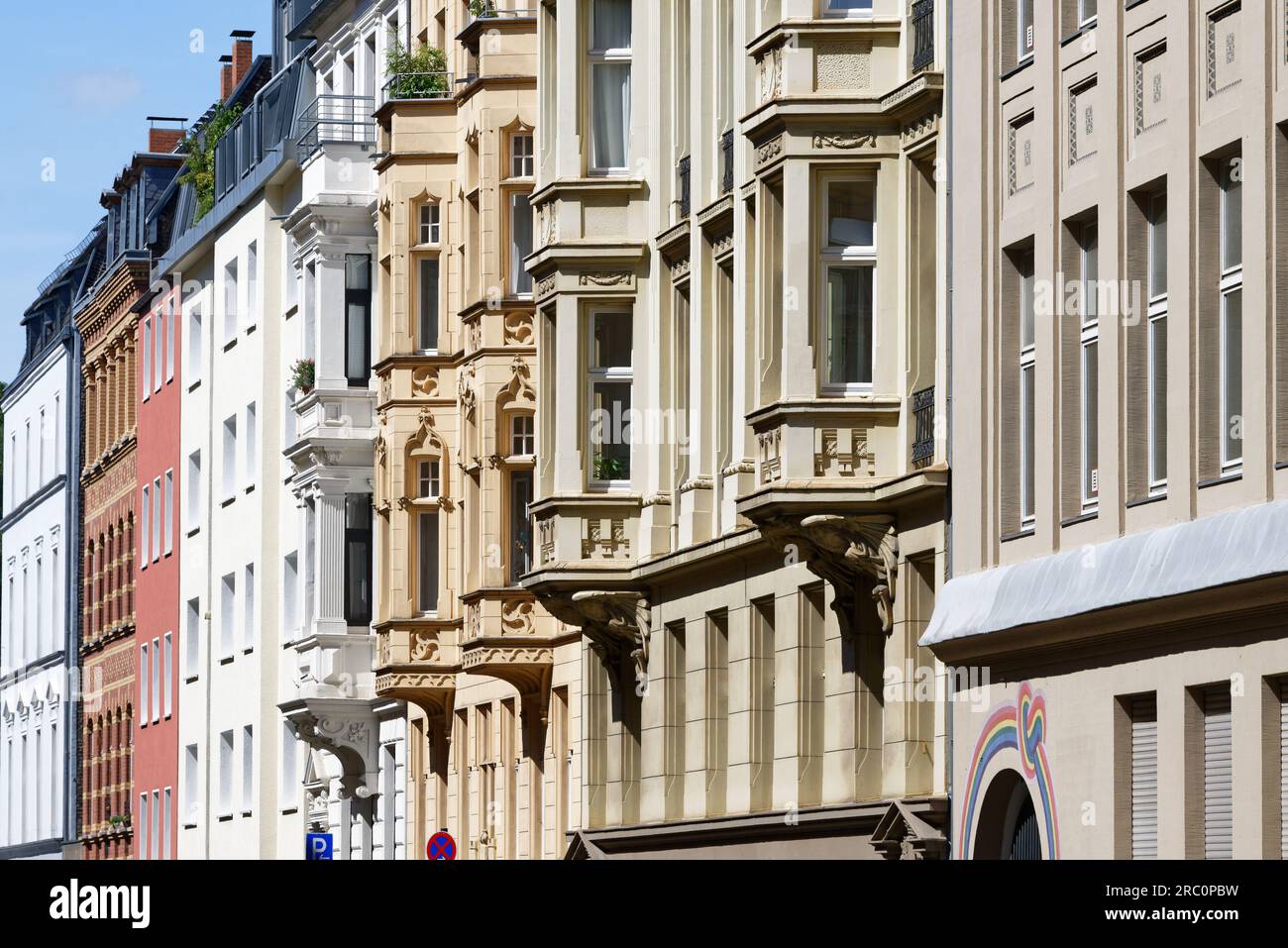 beautifully restored grunderzeit facades with bay windows in cologne's ...