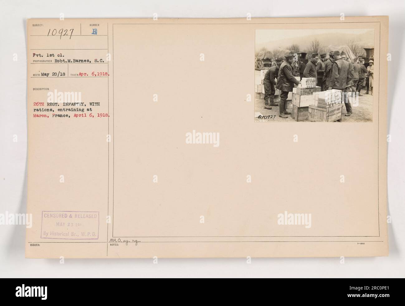 26th Regiment Infantry, 1st Battalion, seen here entraining at Maron ...
