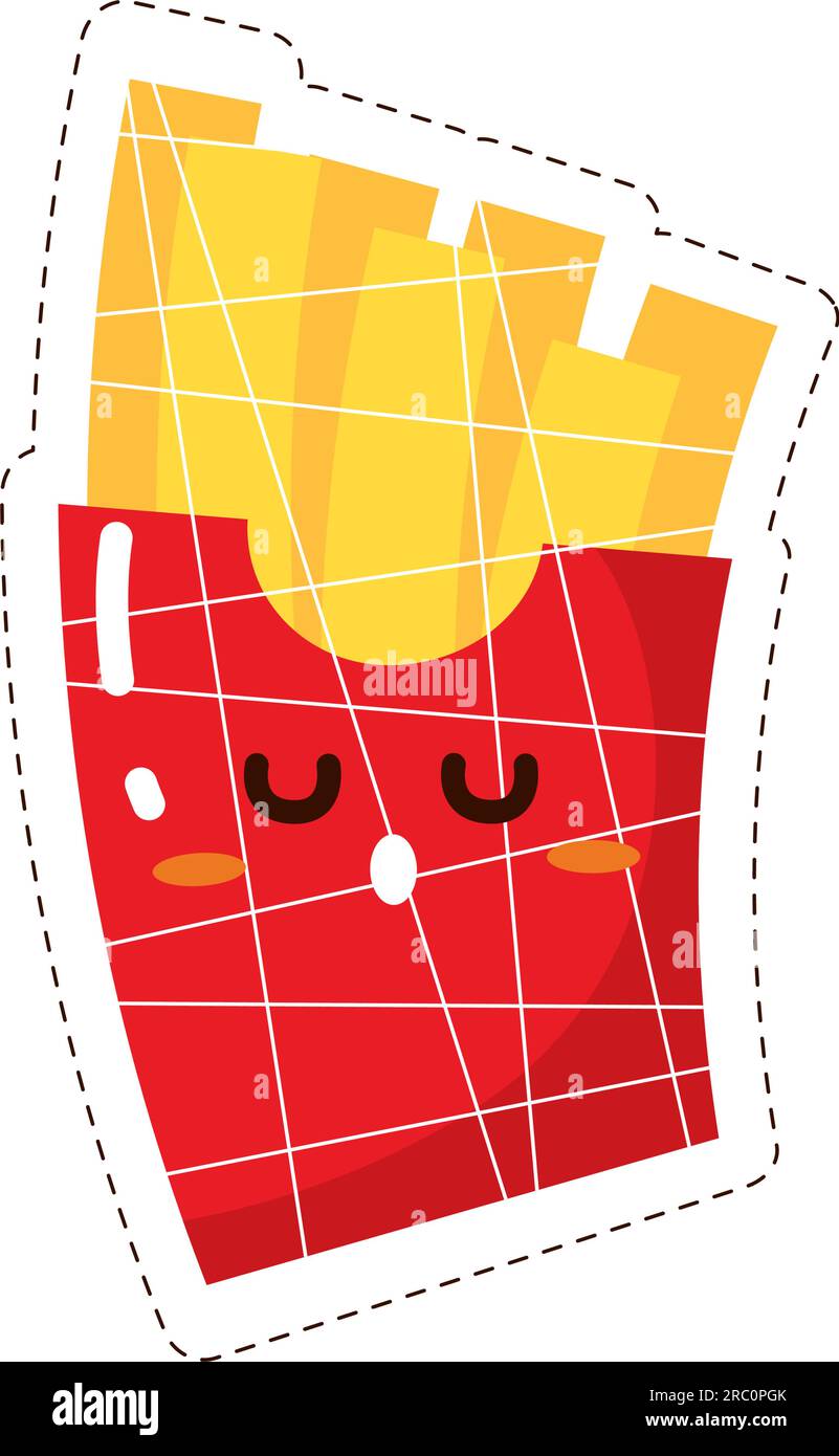 Isolated colored cute happy french fries emoji sticker Vector Stock ...