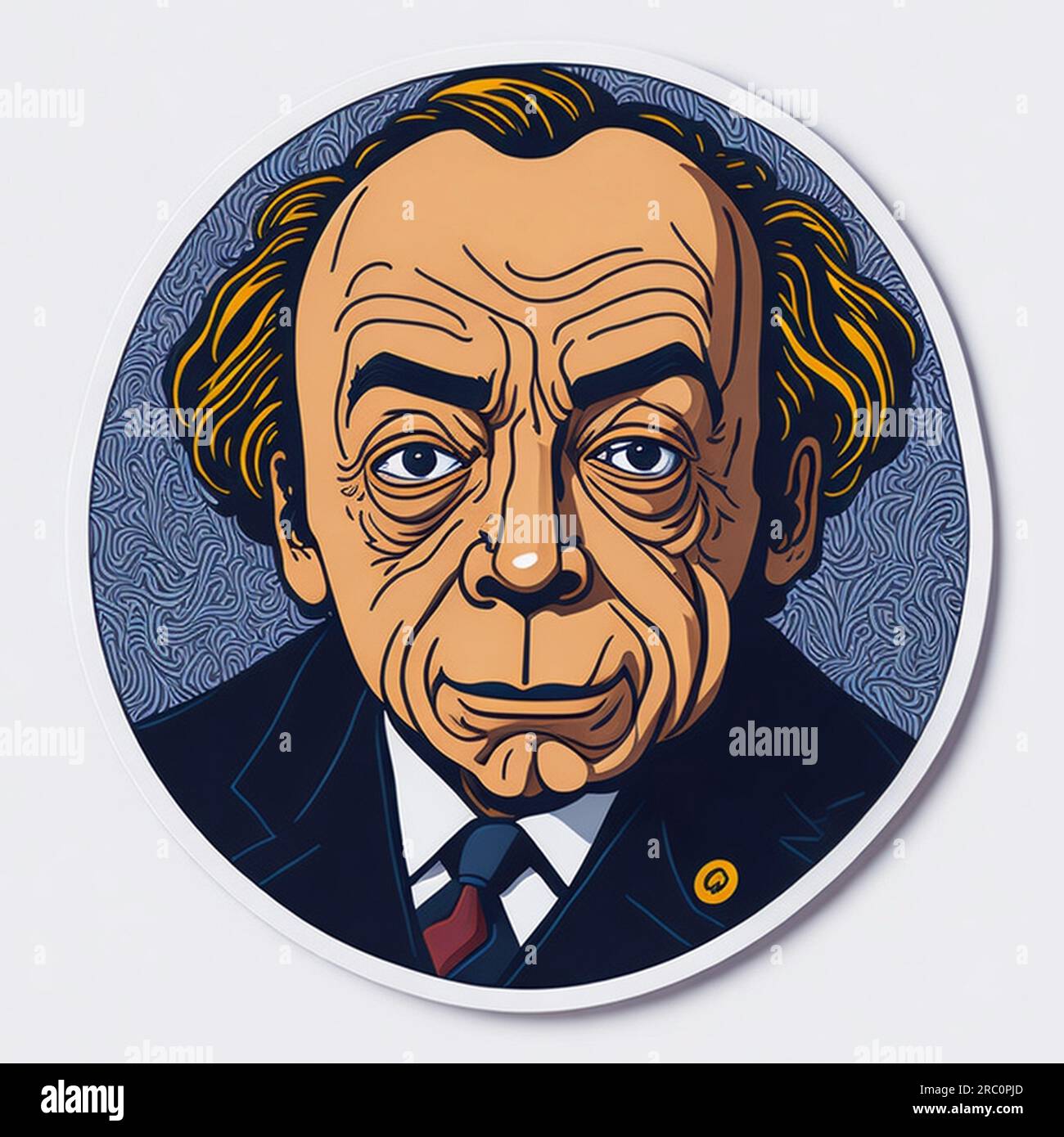 Sticker style illustration of Jorge Luis Borges with flowers. Tattoo ...