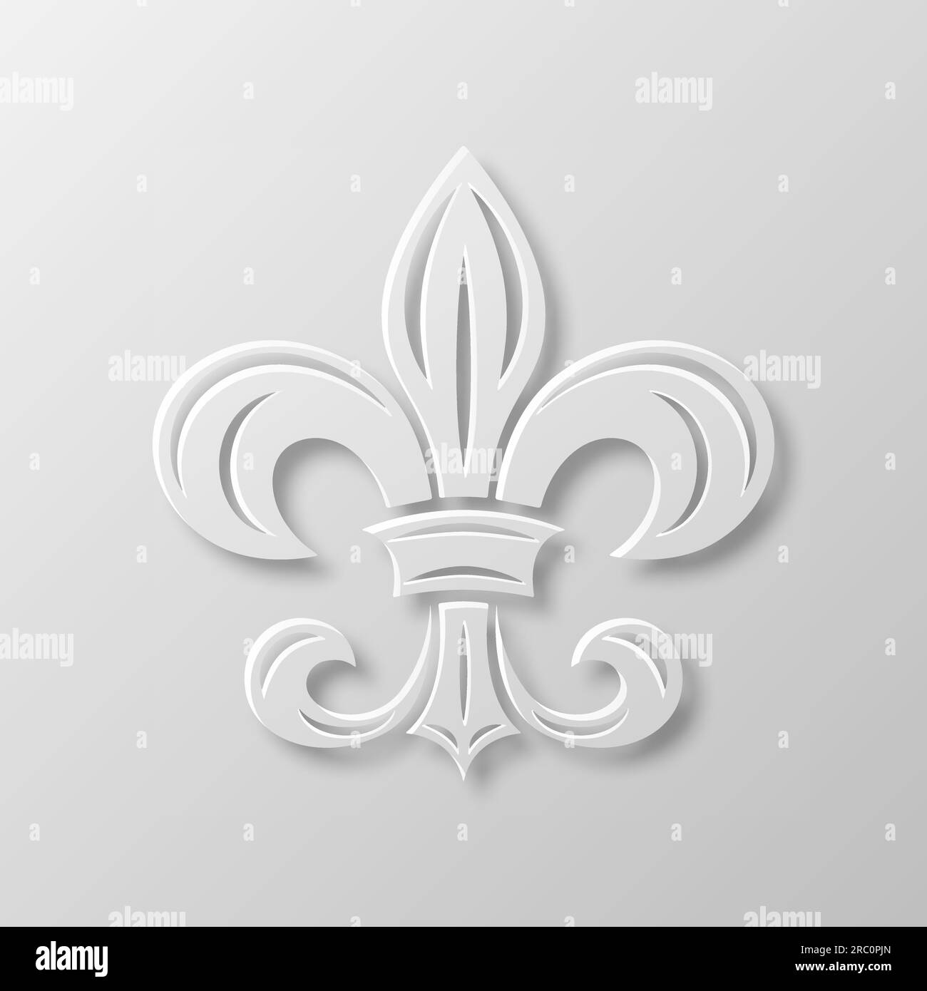Vector Realistic Paper 3d Fleur De Lis Closeup on White Background ...