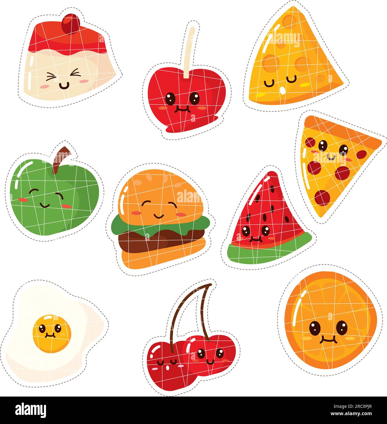 Set of colored cute food emoji icons Vector Stock Vector Image & Art ...