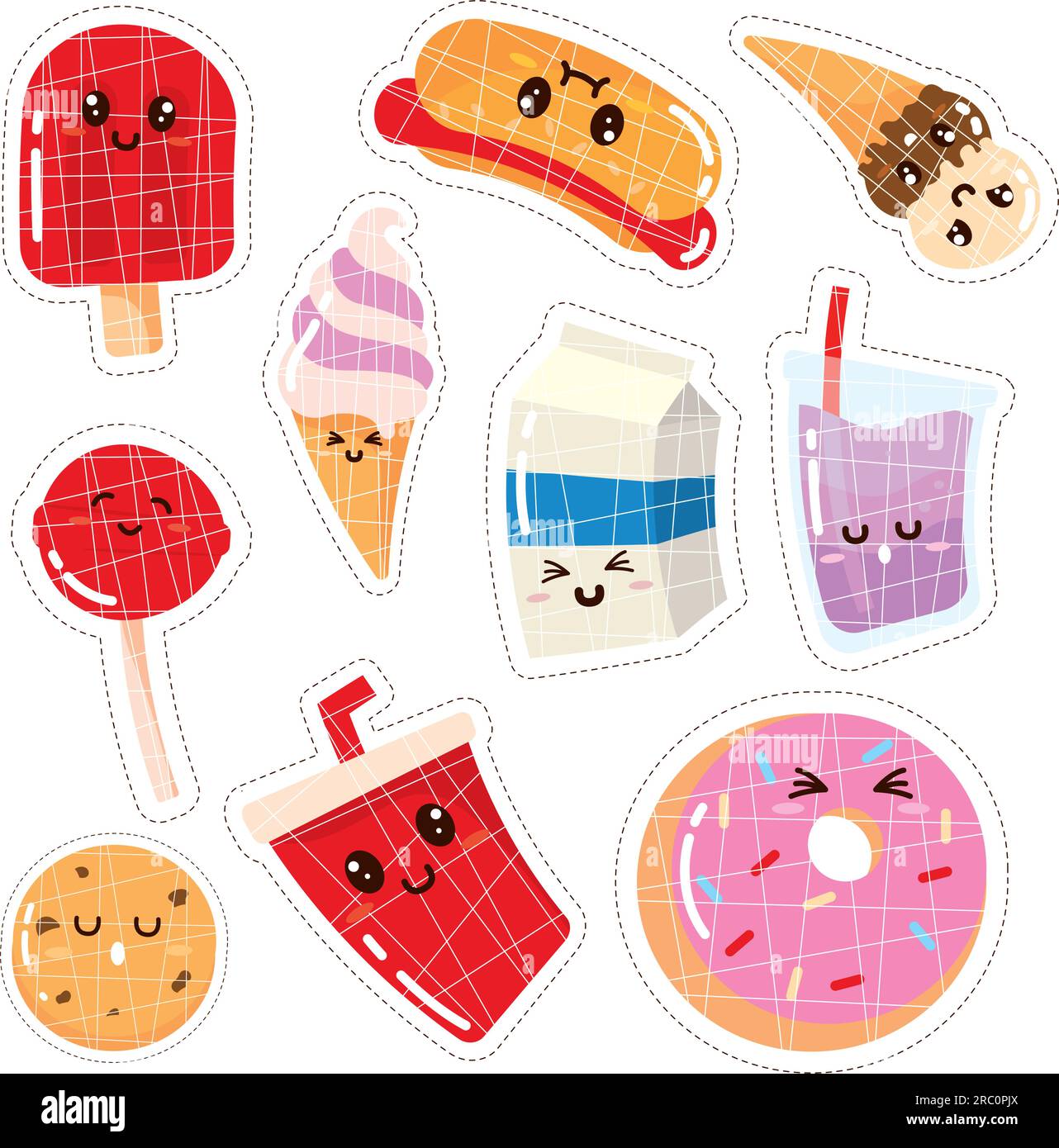 Set of colored cute food emoji icons Vector Stock Vector Image & Art ...