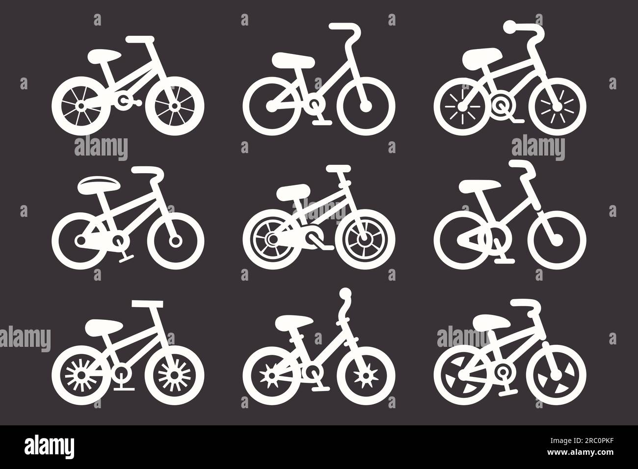 Vector Black Bicycle Icon Set. Simple Minimalistic Vector Bike Icon ...