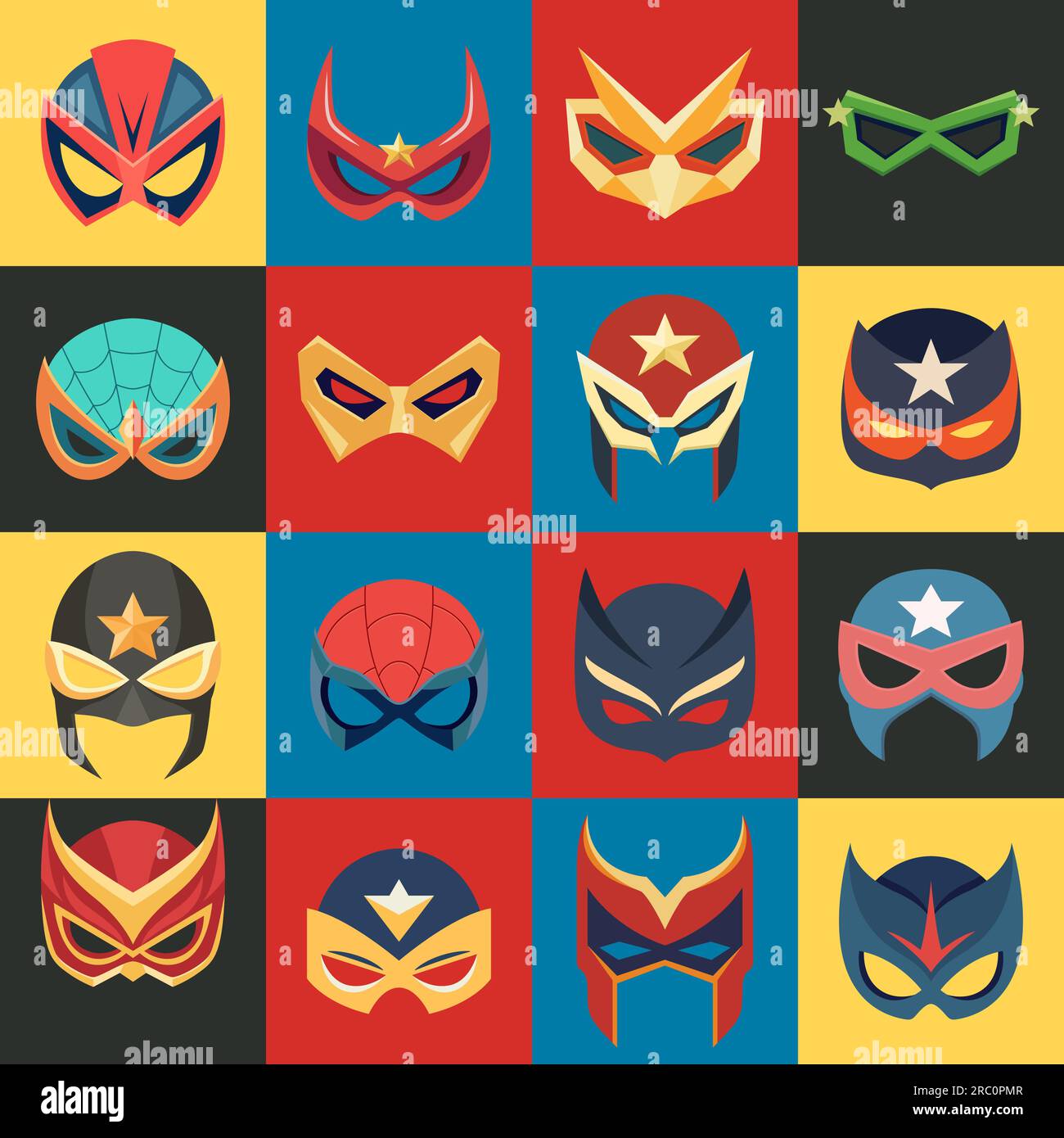 Vector Super Hero Masks Set in Flat Style. Face Character, Superhero ...