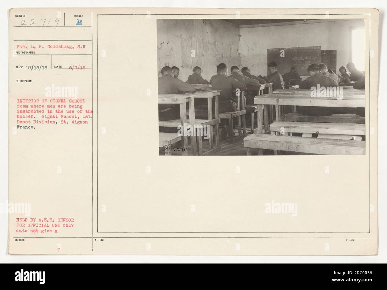 Interior of Signal School room where men are being instructed on how to ...