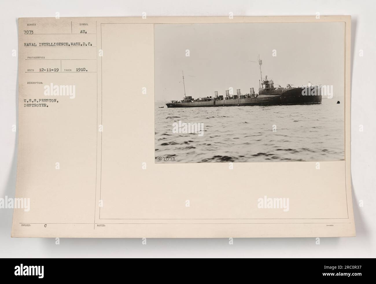 Photograph of the USS Preston destroyer, taken in 1910. The USS Preston ...