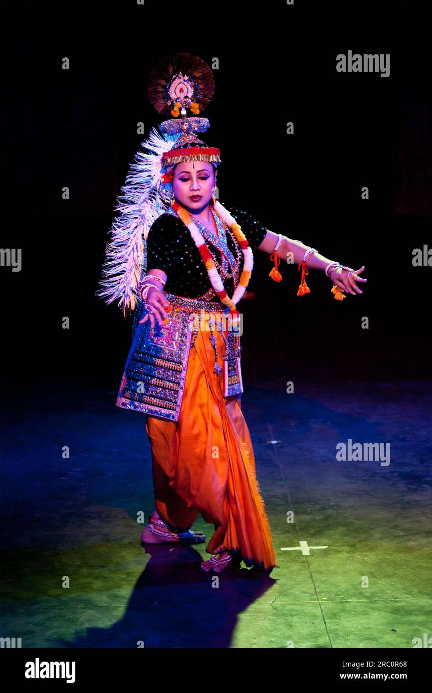 Indian classical dance Manipuri preformance Stock Photo - Alamy