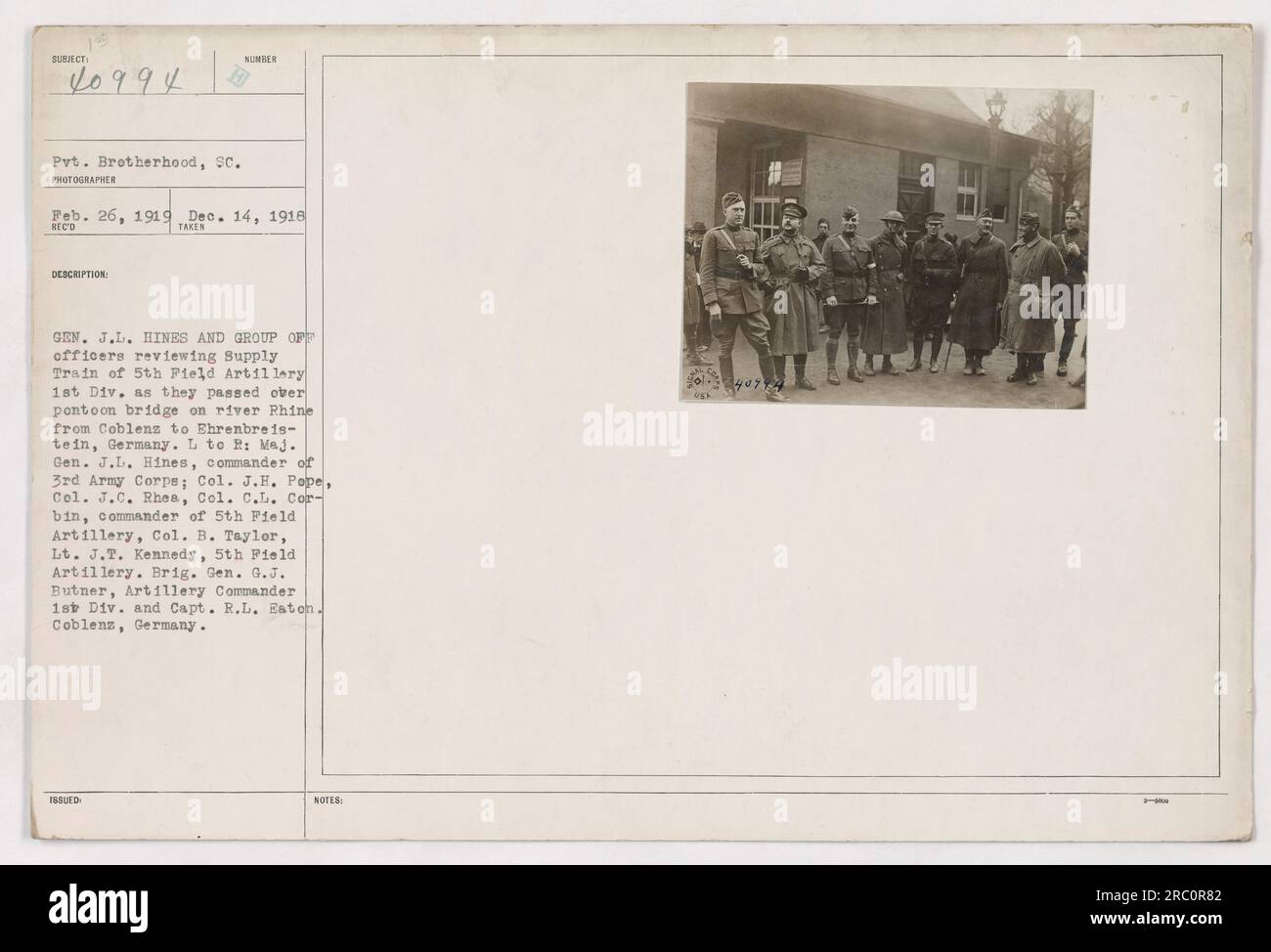 "Gen. J.L. Hines and group of officers reviewing Supply Train of 5th ...