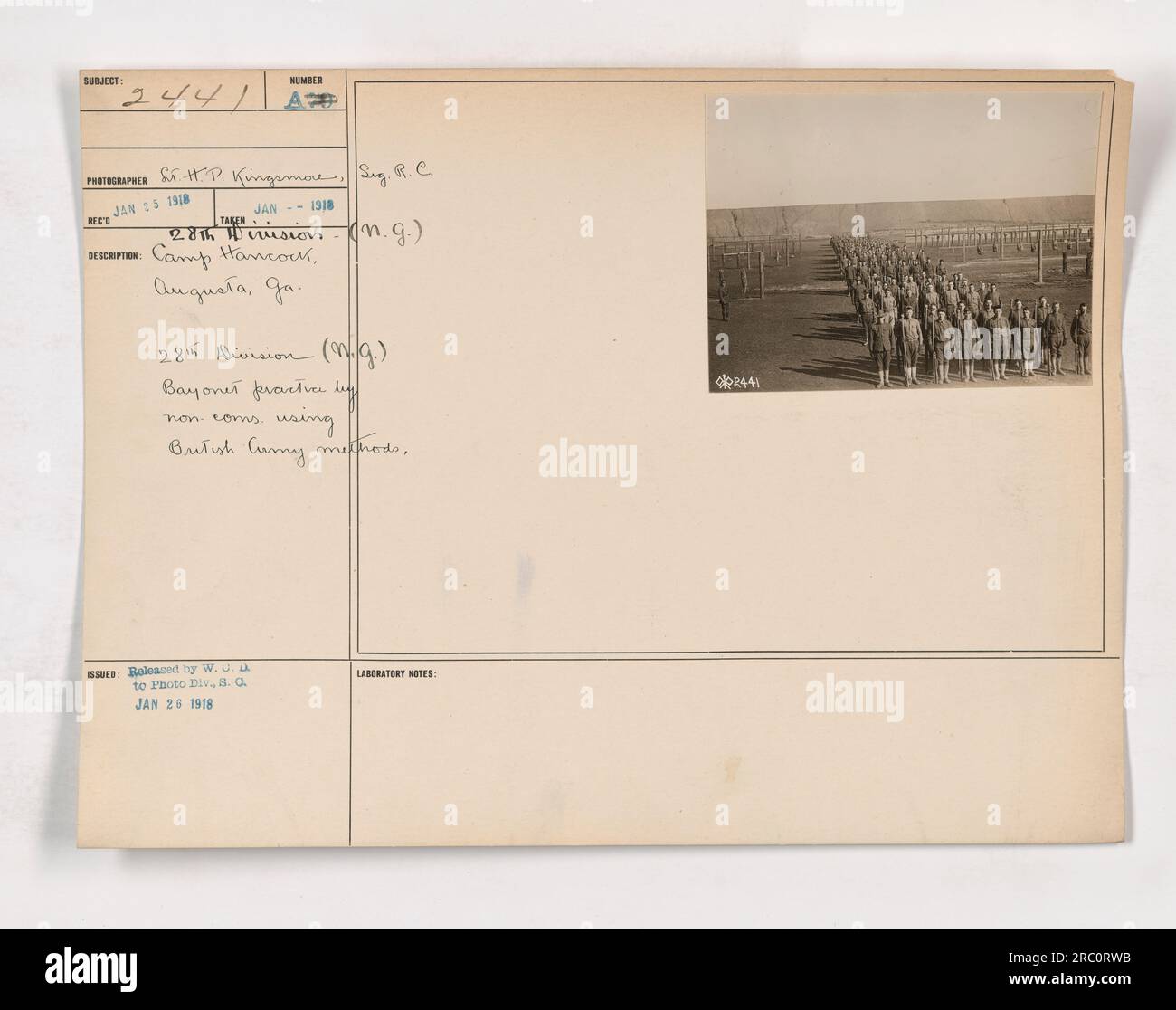 Camp Hancock, Augusta, Ga. in January 1918, the 28th Division (N.G ...