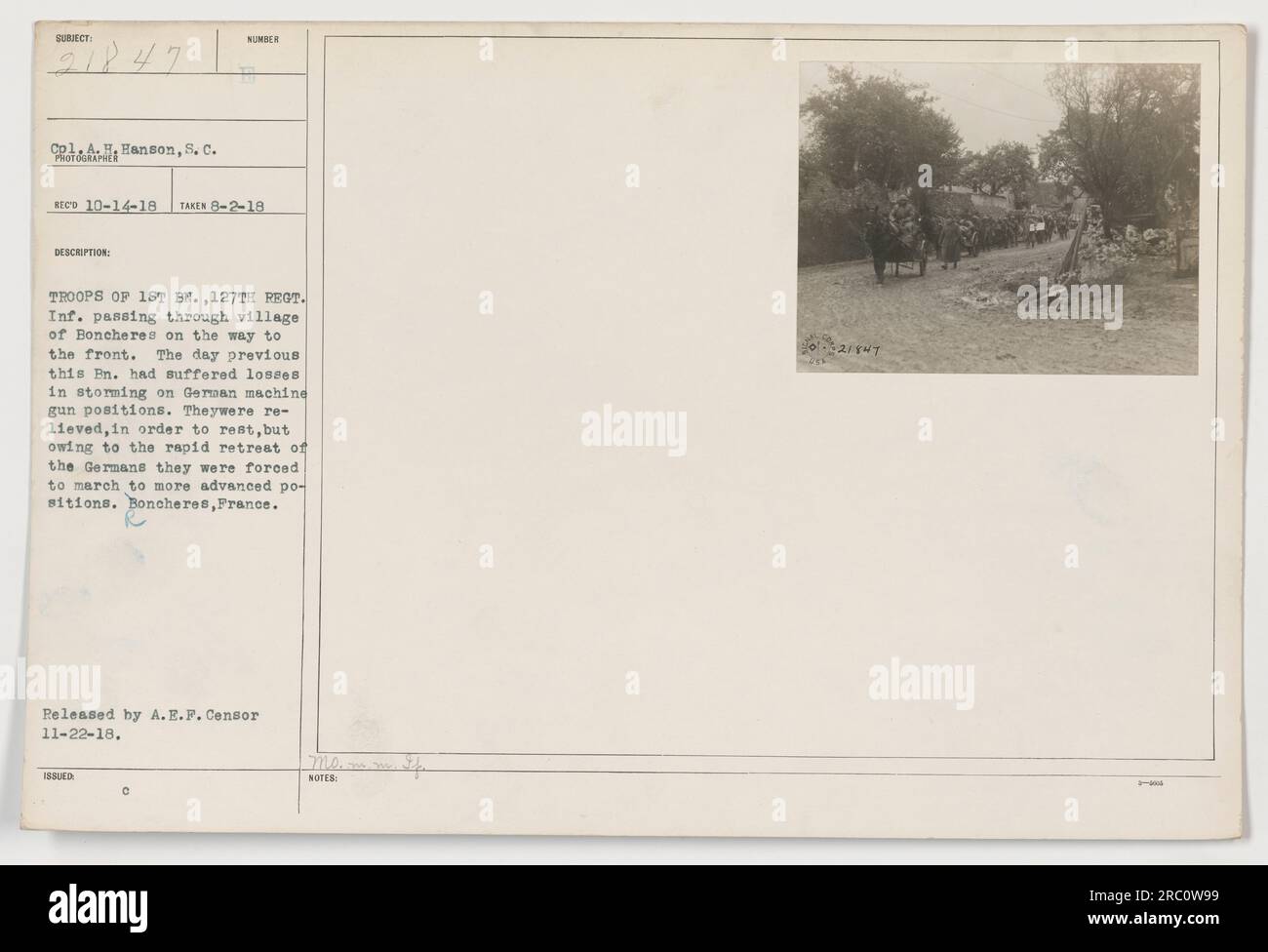 Troops of the 1st Battalion, 127th Regiment Infantry, marching through ...