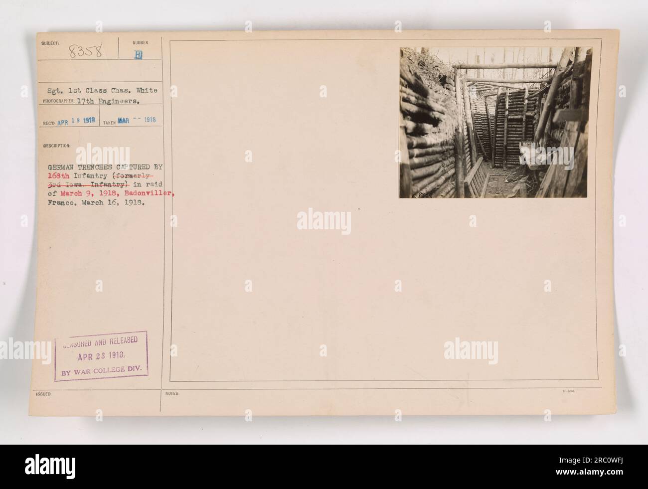 Image showing German trenches captured by the 168th Infantry (formerly ...