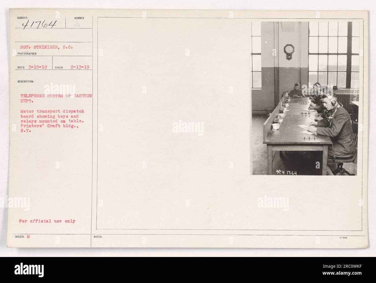 Motor transport dispatch table displaying keys and relays mounted on ...