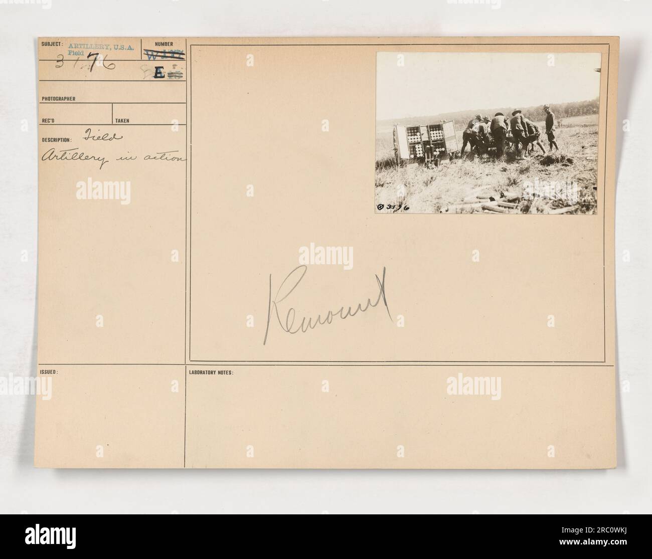 Field artillery in action during World War One. This photograph ...