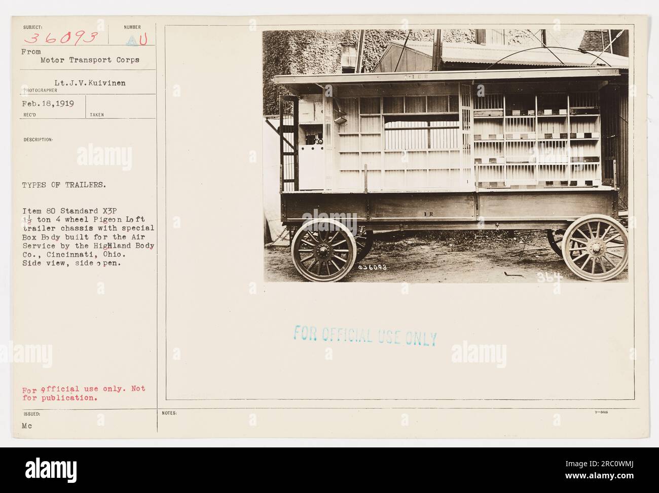 Motor Transport Corps Lt.J.V. Kuivinen Types of Trailers. This ...